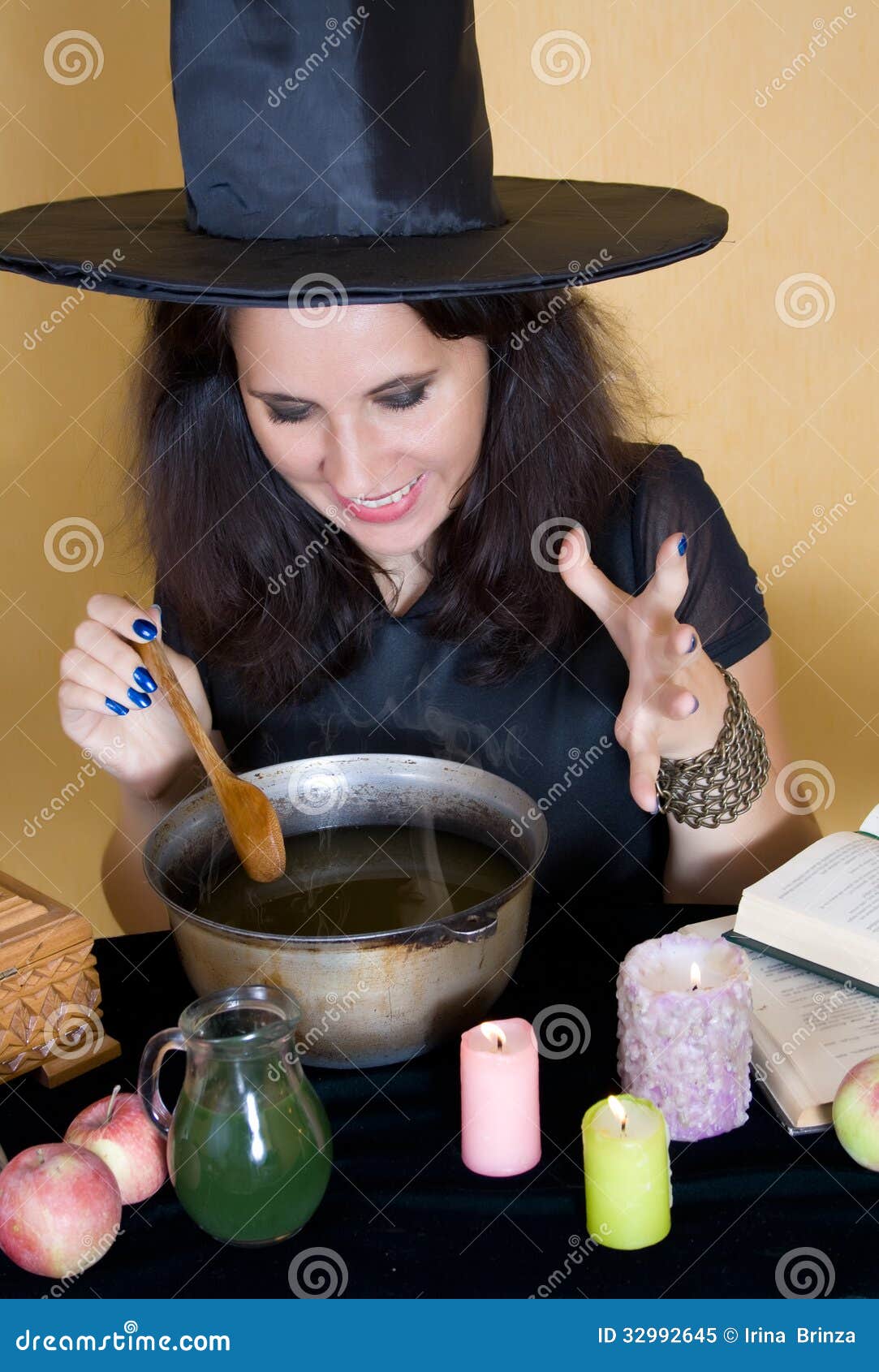Witch making magic stock image. Image of sandglass, illuminated - 32992645