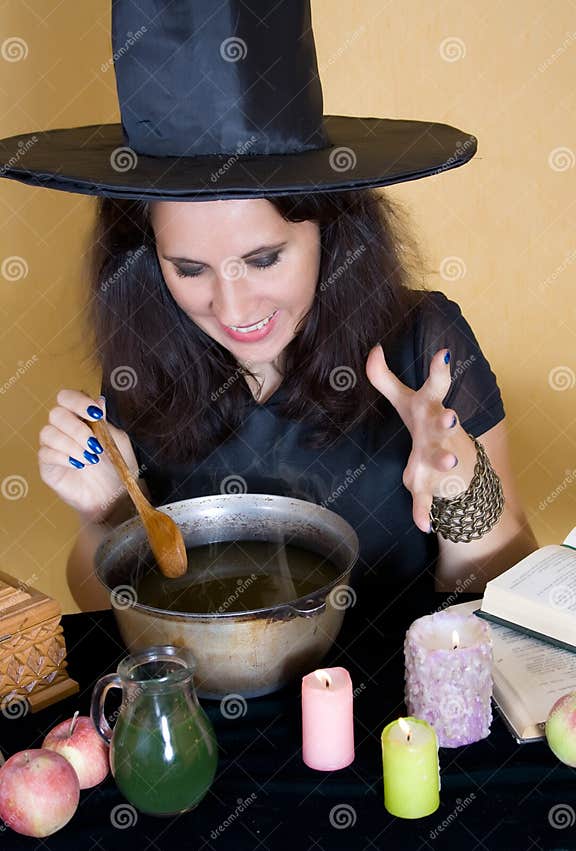 Witch making magic stock image. Image of sandglass, illuminated - 32992645