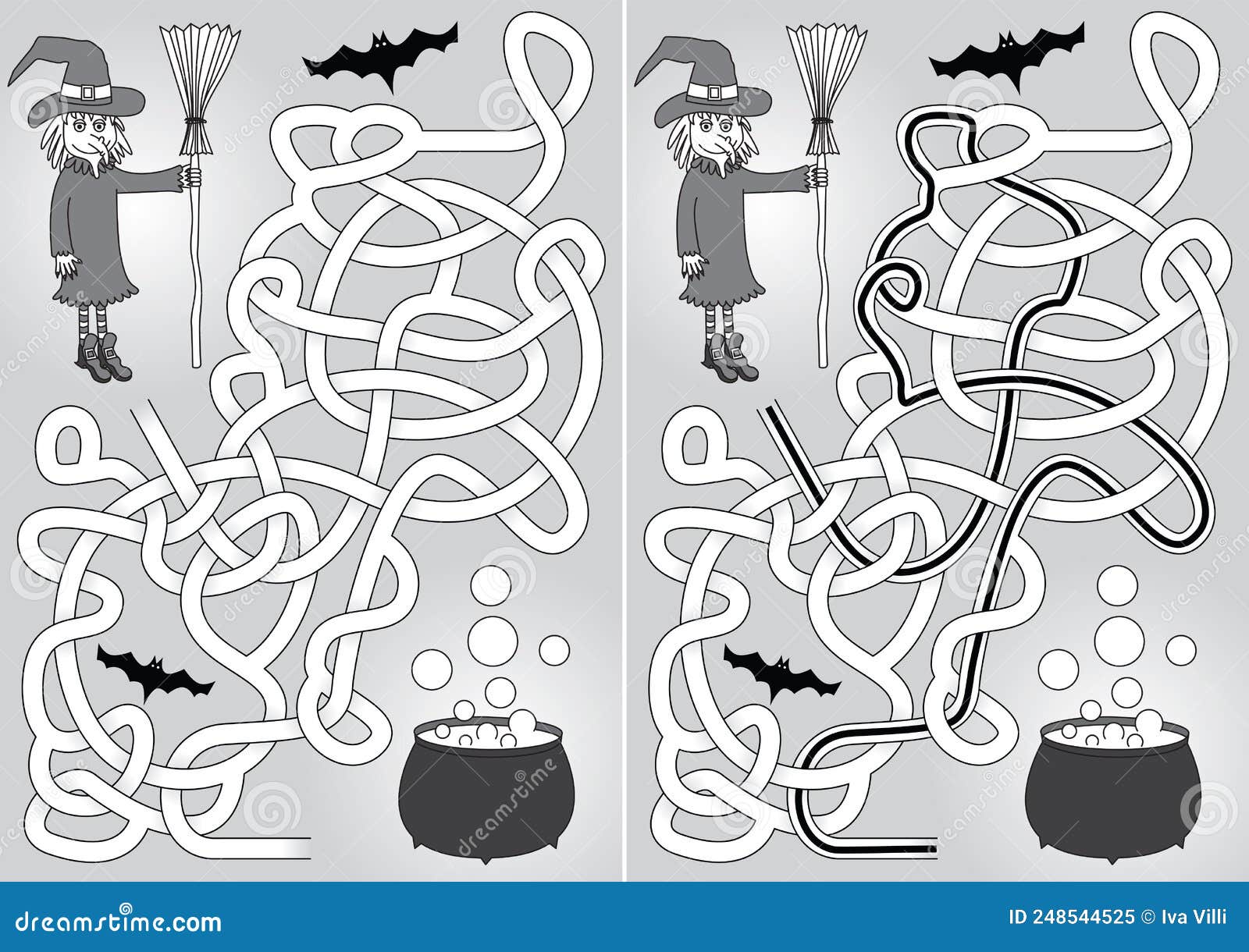 Witch maze stock illustration. Illustration of cauldron - 248544525