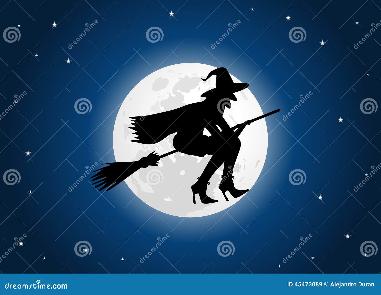 Witch moon stock vector. Illustration of silhouette, cute - 45473089