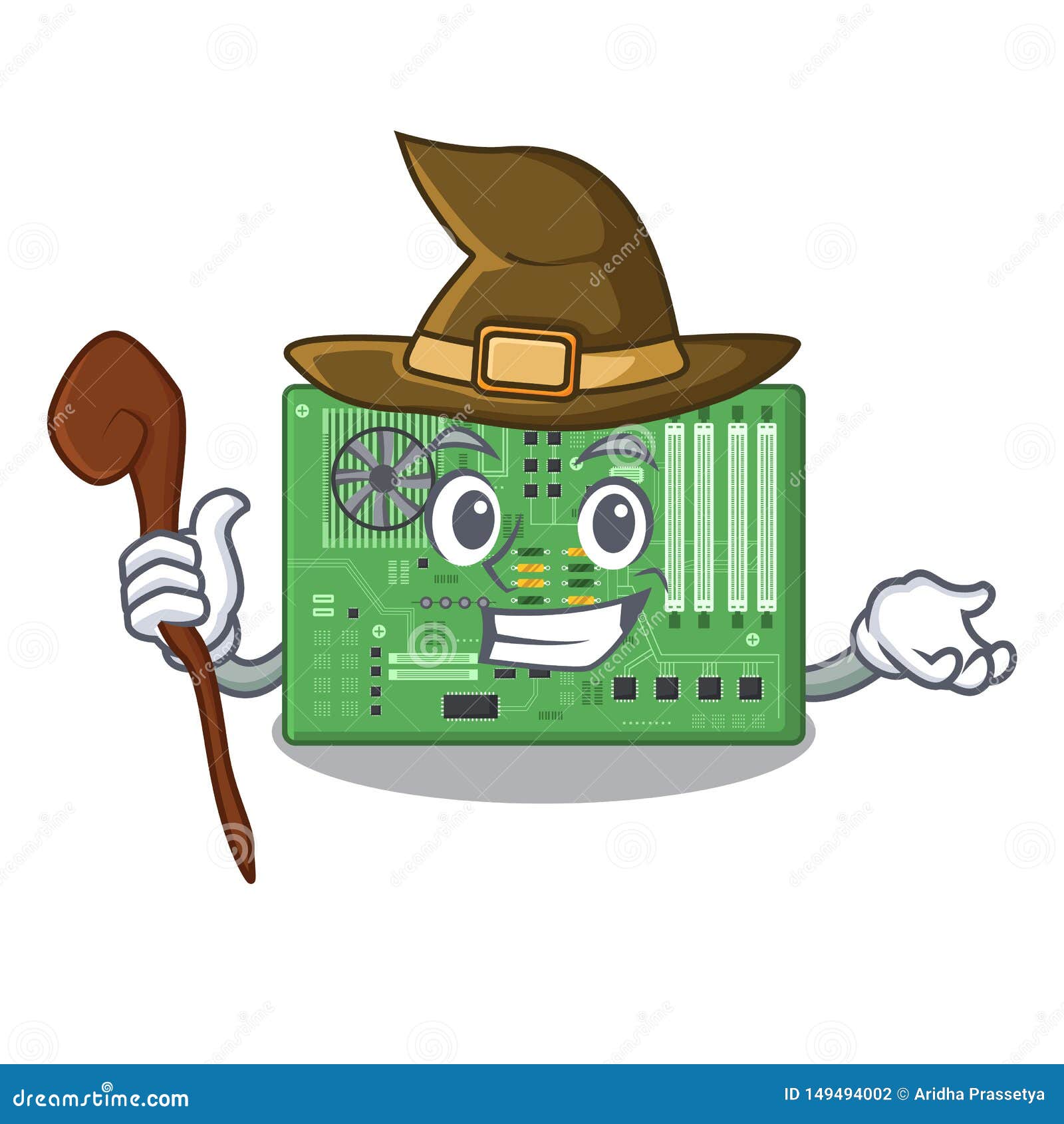 Witch Motherboard in the a Computer Cartoon Stock Vector - Illustration ...