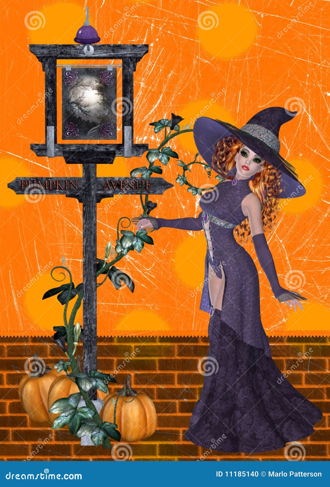 Witch On Orange Background Stock Photo | CartoonDealer.com #11185140
