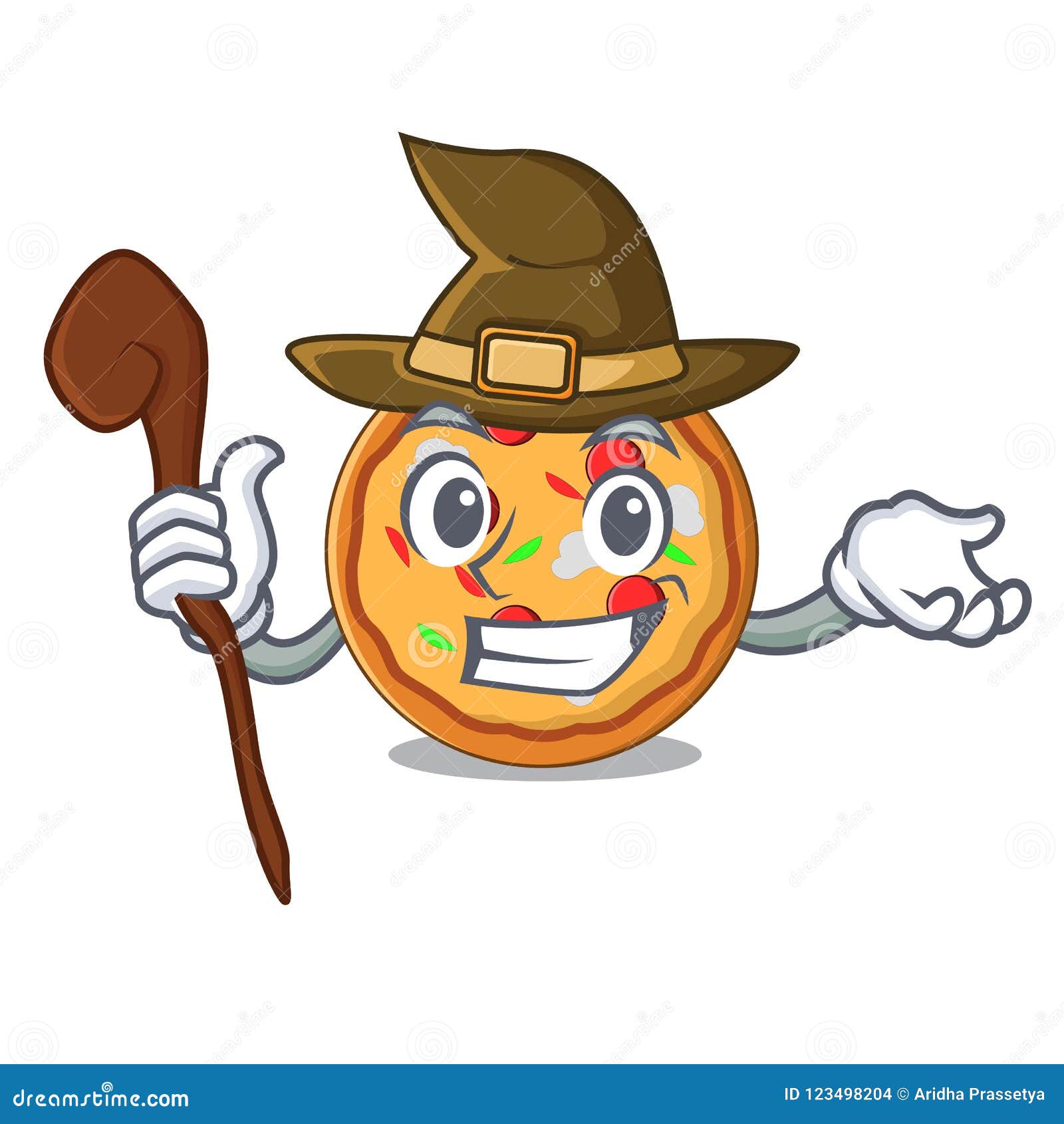 Witch Pizza Mascot Cartoon Style Stock Vector - Illustration of ...