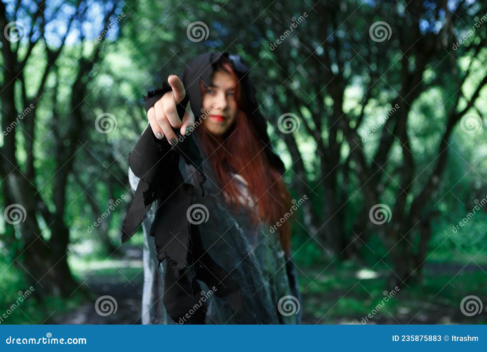 Witch Points Finger in Forest Stock Image - Image of hold, elongated ...