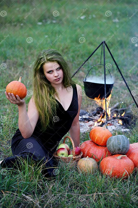 Witch potion boils stock photo. Image of green, fire - 75898592