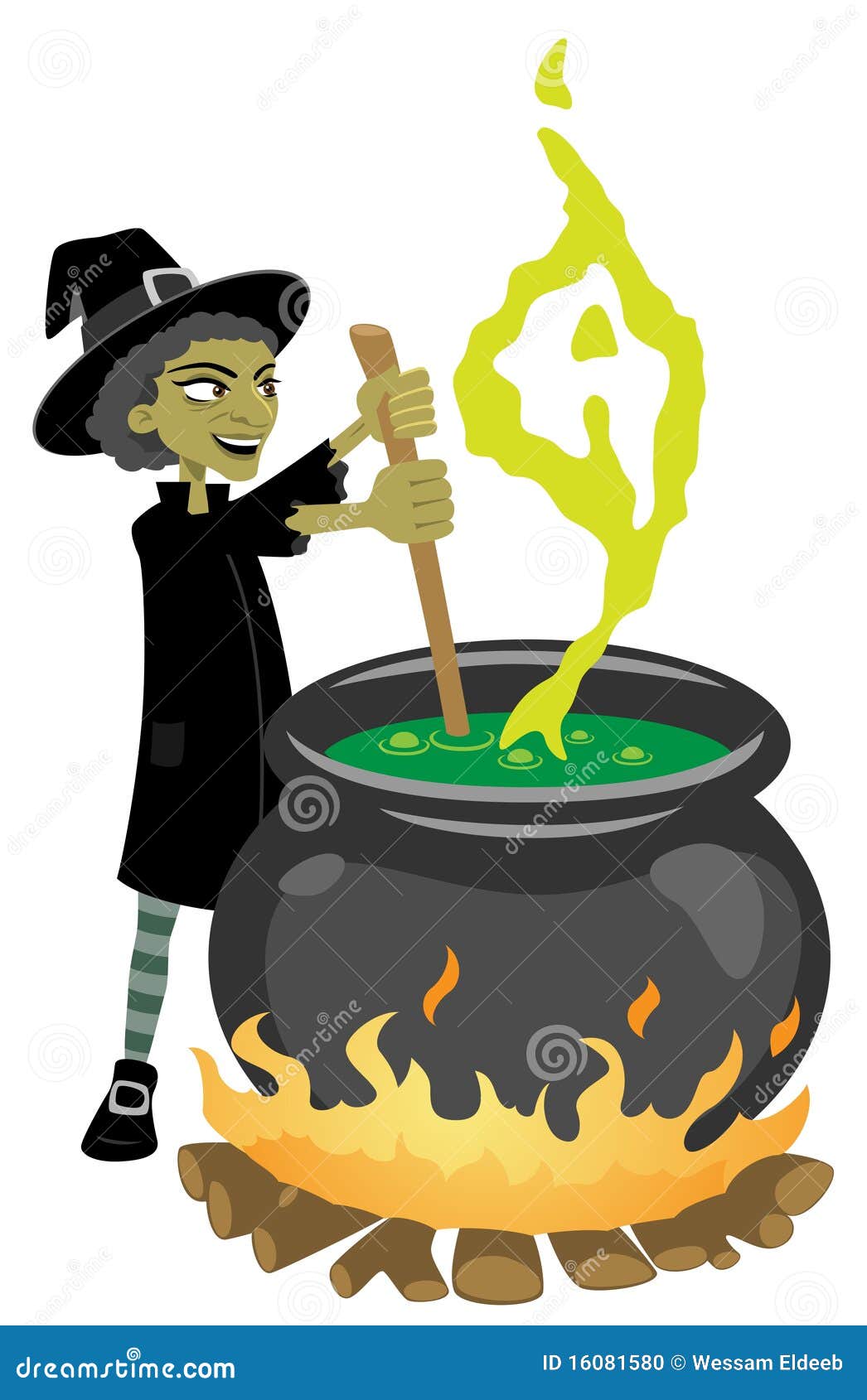 Witch Preparing Magic Potion Stock Vector - Illustration of magician ...