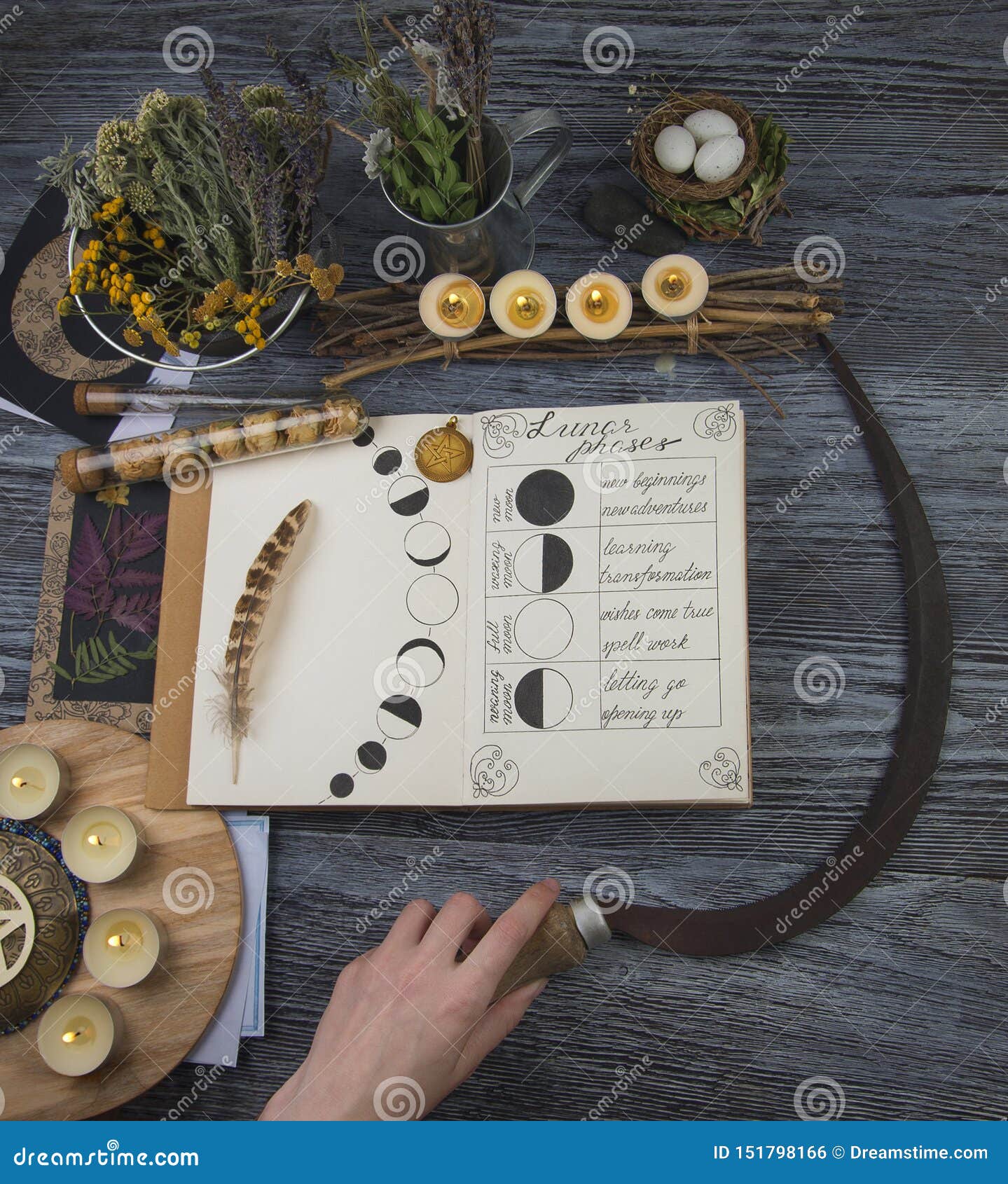 Witch Preparing for Moon Ritual Stock Photo - Image of magic, copy ...