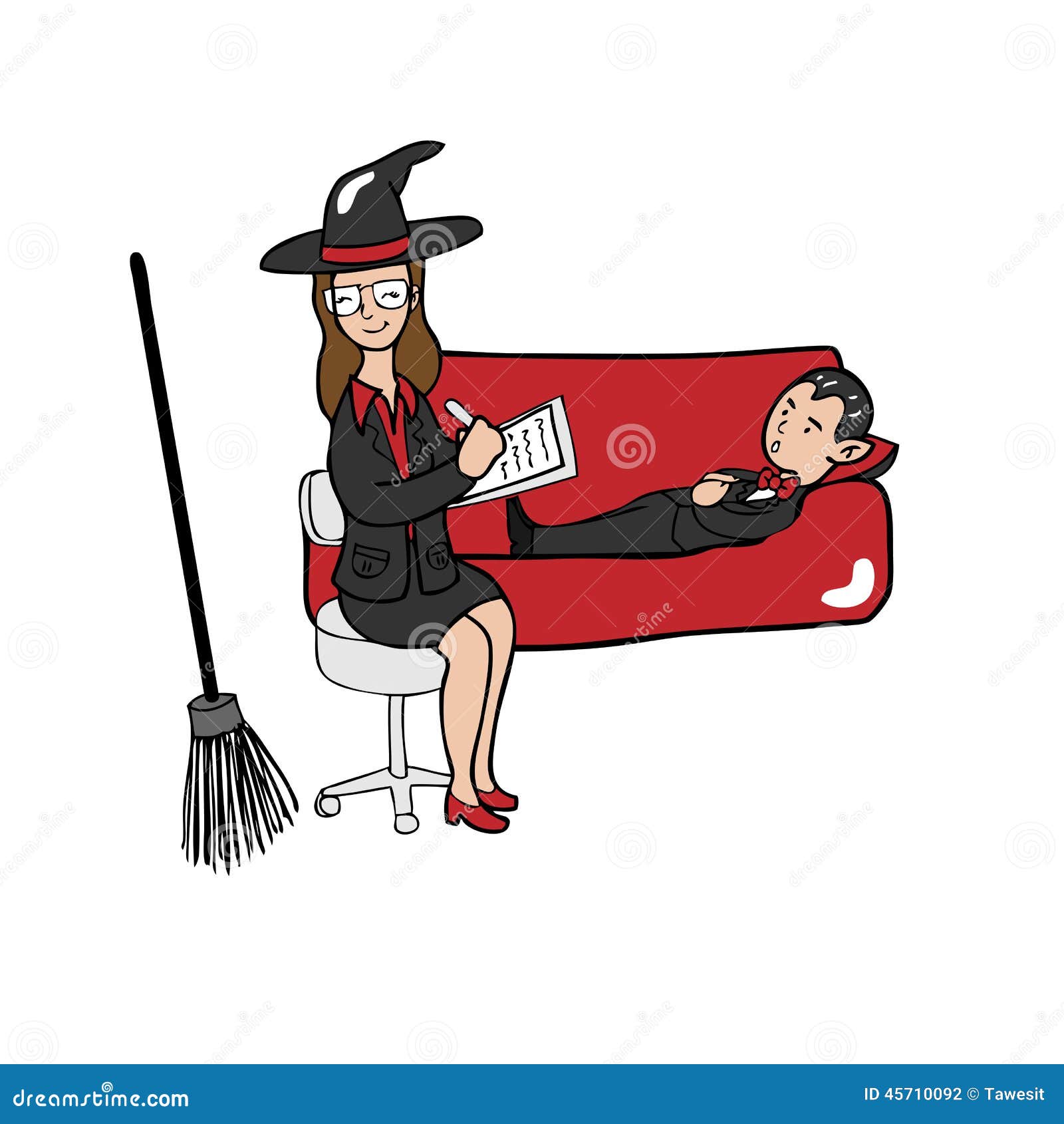 Witch Psychiatrist and Vampire Stock Vector - Illustration of magic ...