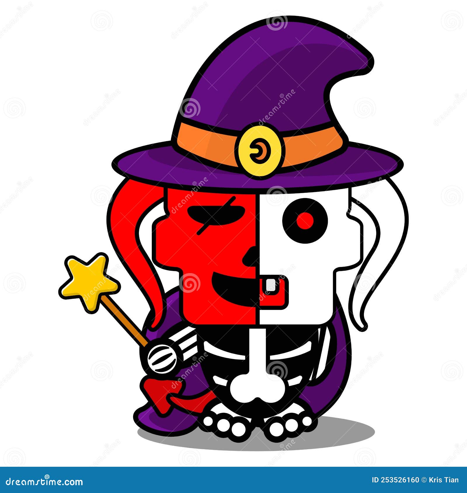 Witch Red Devil Bone Mascot Stock Vector - Illustration of halloween ...