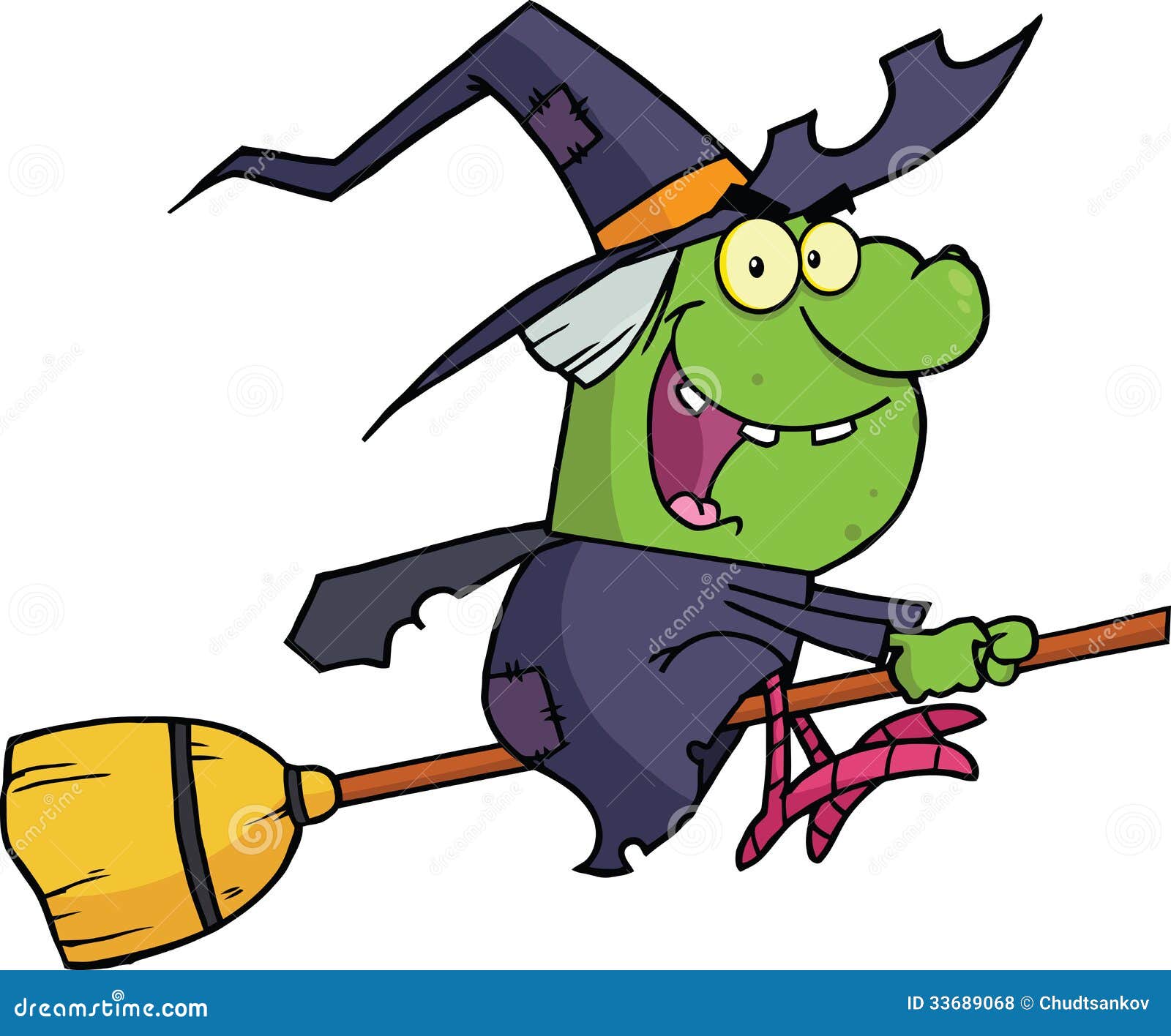 Witch Ride a Broomstick stock illustration. Illustration of happy ...