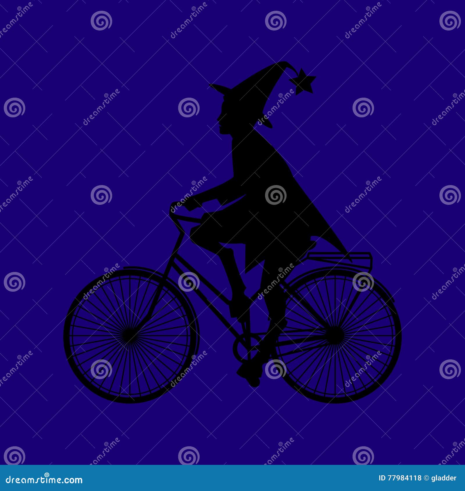 Witch Riding a Bicycle on Halloween, Flat Style Stock Illustration ...