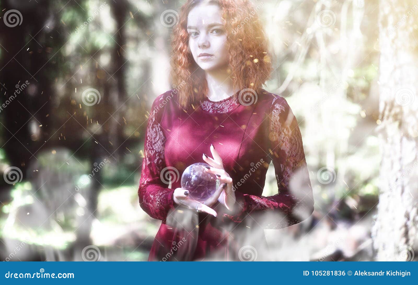 Witch ritual in a forest stock photo. Image of dark - 105281836