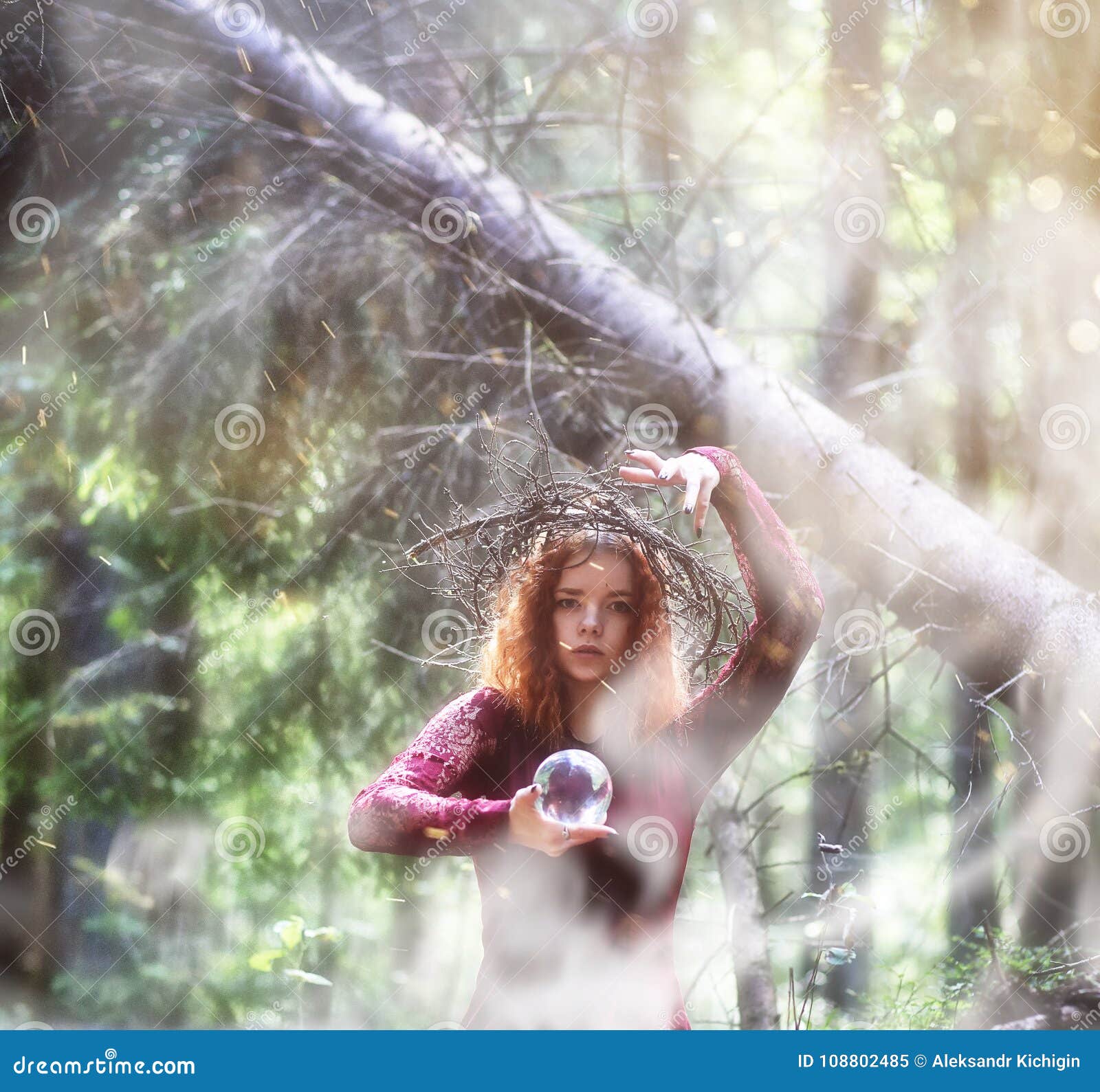 Witch ritual in a forest stock image. Image of attractive - 108802485