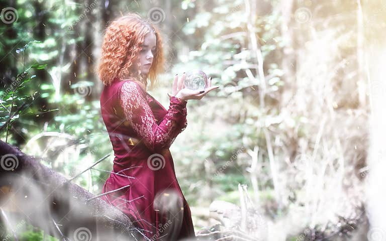 Witch ritual in a forest stock image. Image of horror - 114048167