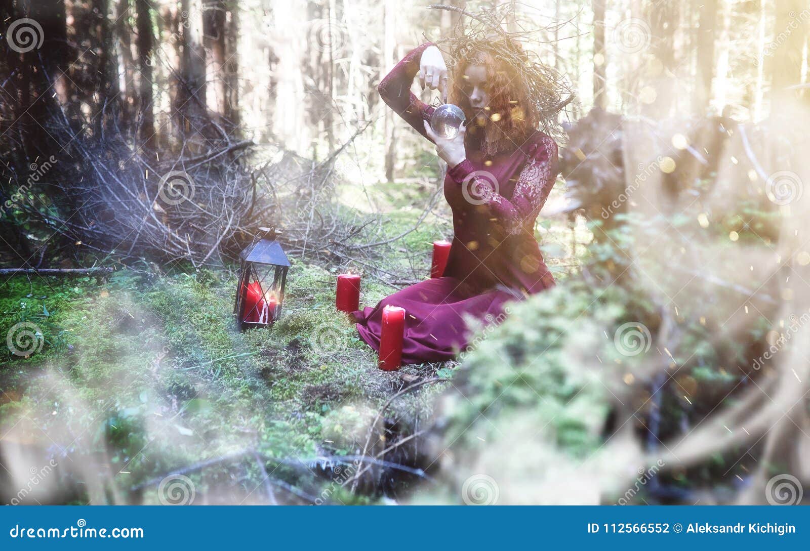 Witch ritual in a forest stock photo. Image of conjure - 112566552
