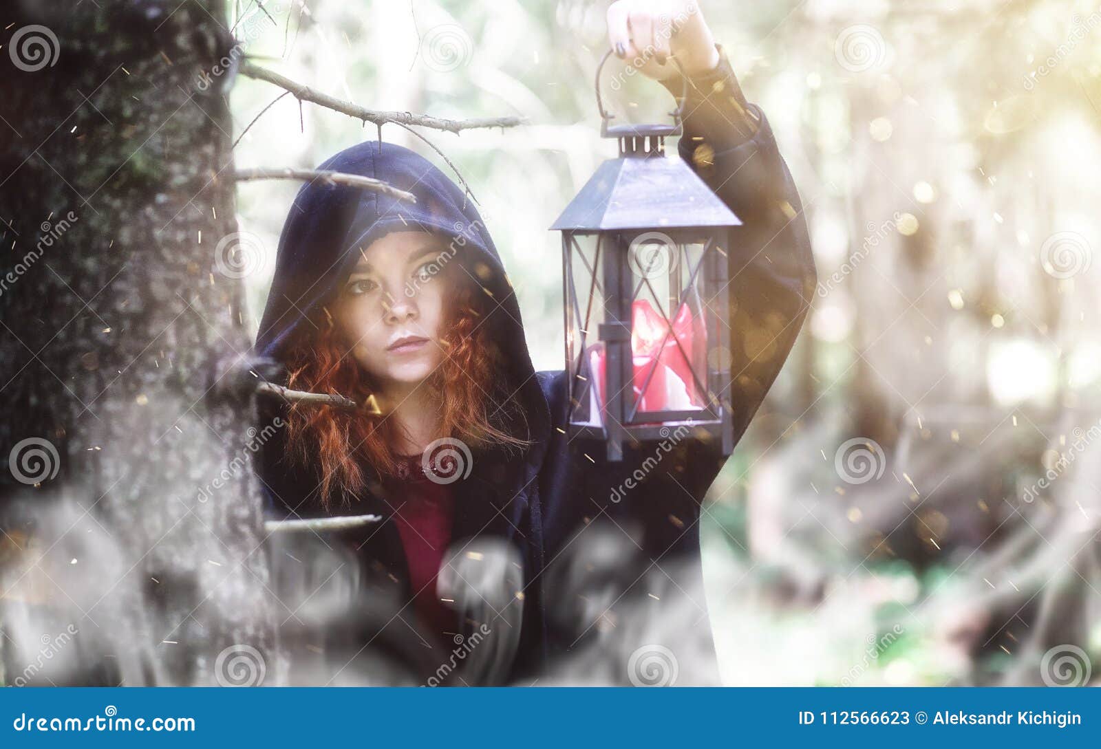 Witch ritual in a forest stock image. Image of makeup - 112566623