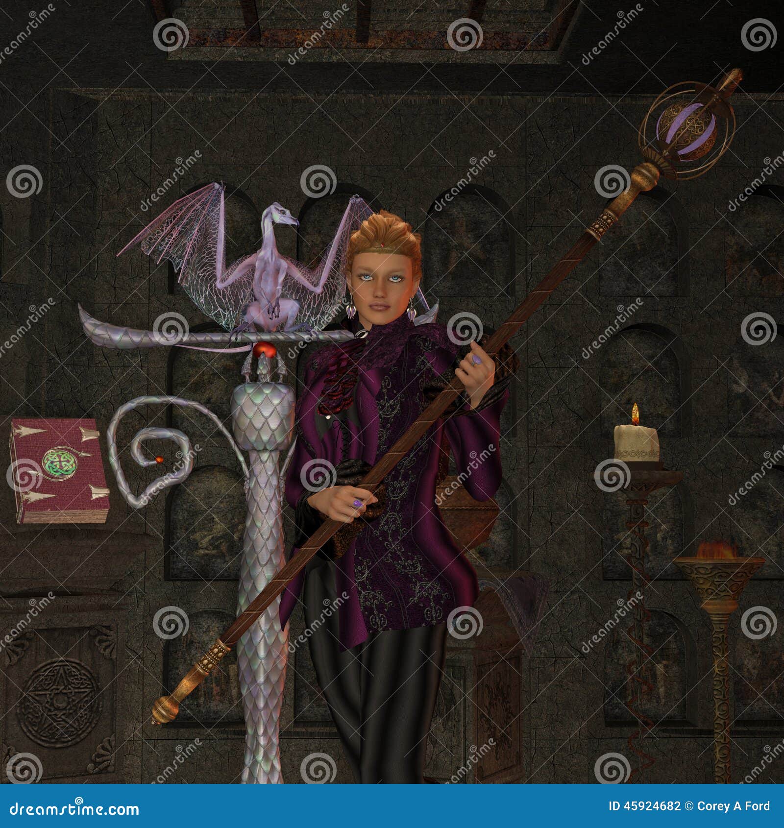 Witch Miniature Cartoon Police Car On Table Vector Illustration ...