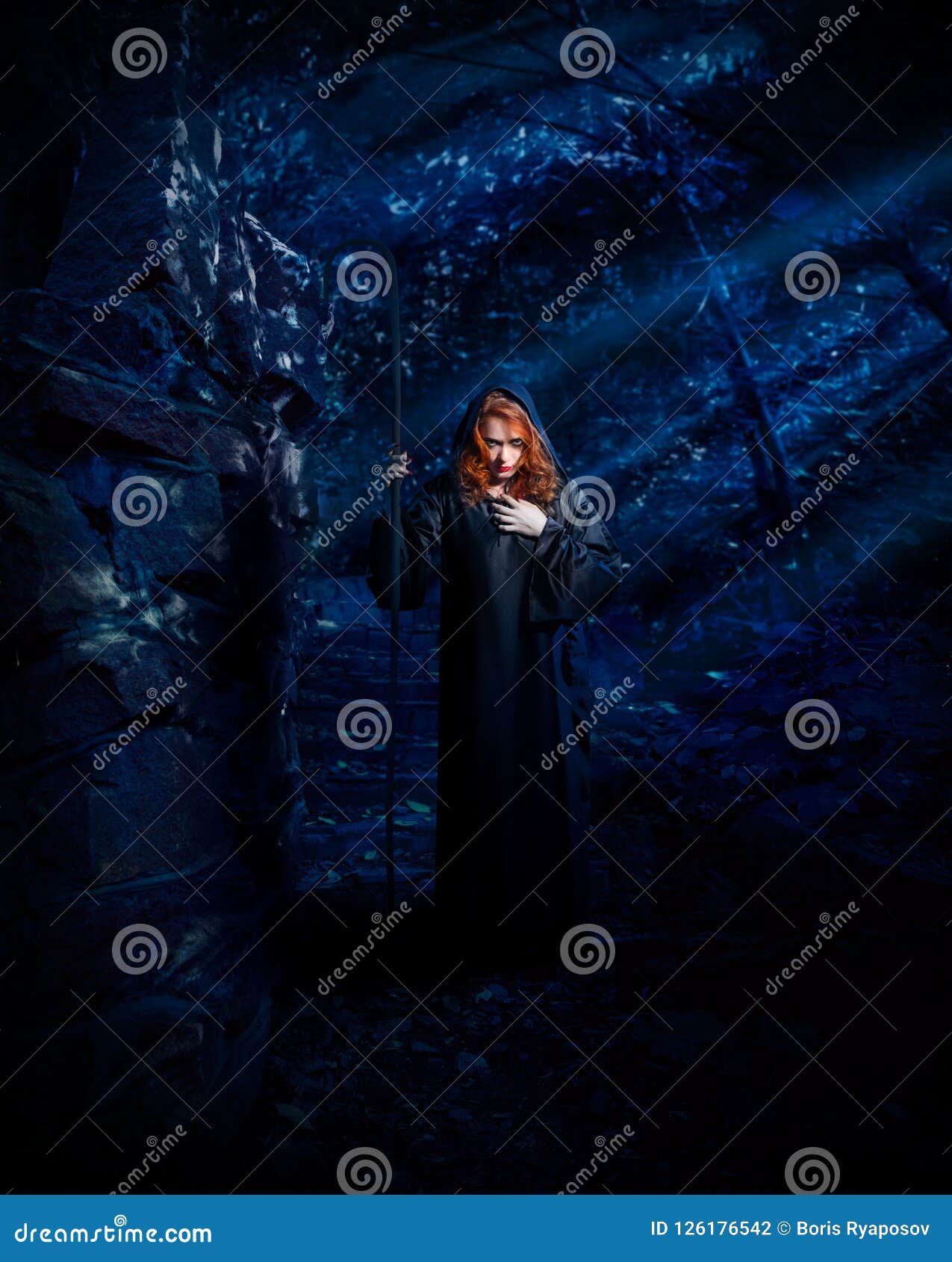 Witch in the ruins stock photo. Image of mystery, miracle - 126176542