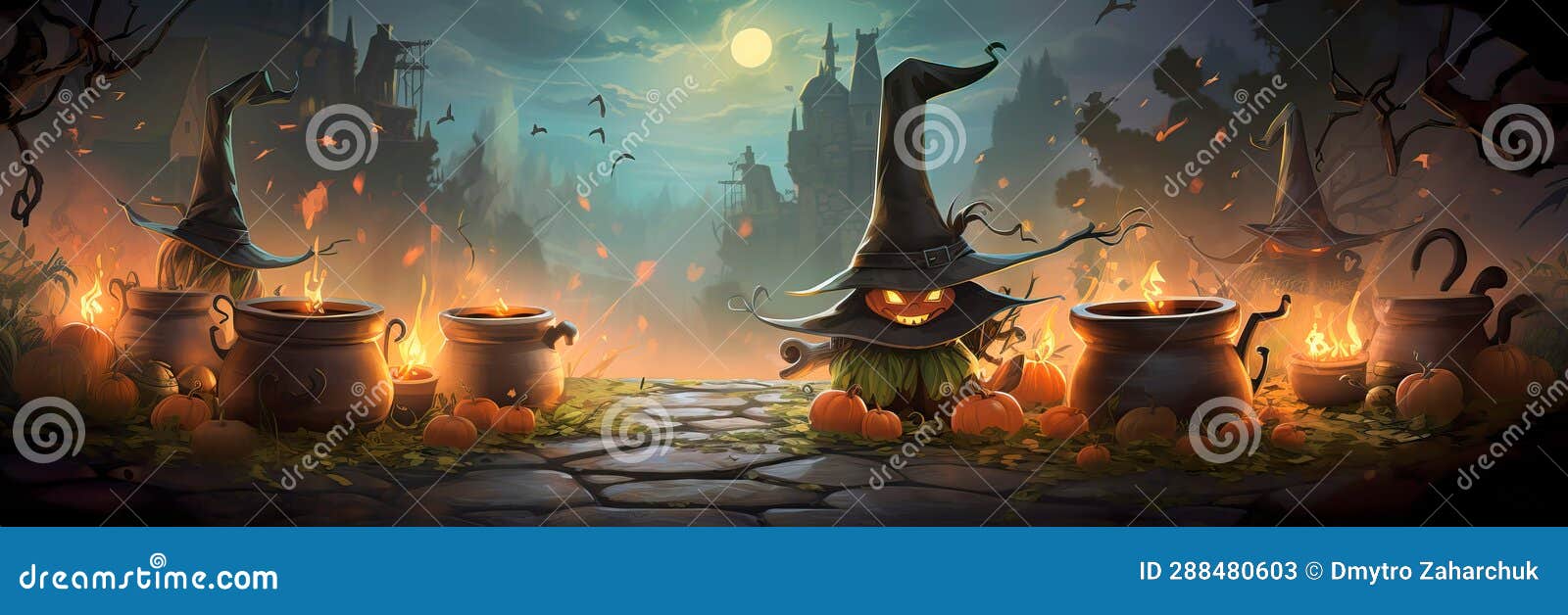 Witch& X27;s Hat and Cauldron Background with Witch& X27;s Hats and ...