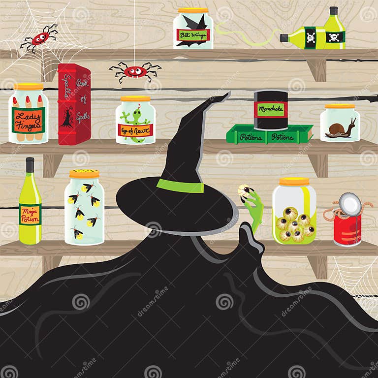 Witch S Magic Pantry Kitchen Stock Vector - Illustration of sorcery ...