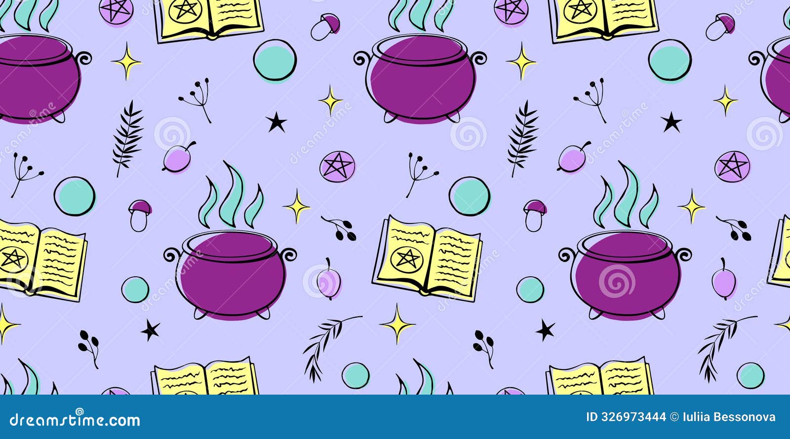 A Witch S Potion. Ingredients for Making a Magical Brew. Seamless ...