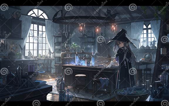 A Witch S Workshop. Created by Generative Artificial Intelligence Stock Image - Image of girl ...