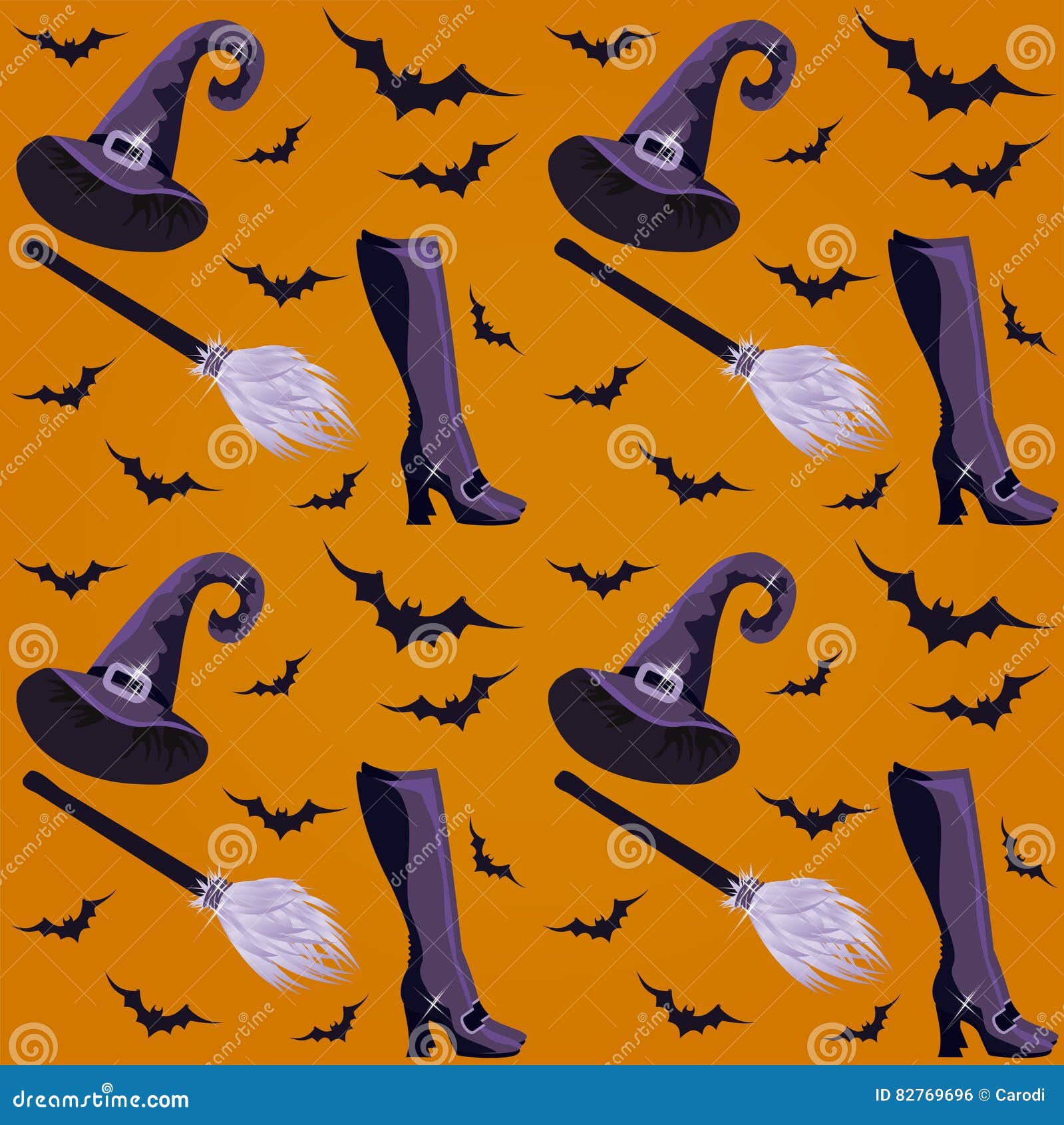 Witch Seamless Pattern, Vector Stock Vector - Illustration of costume ...