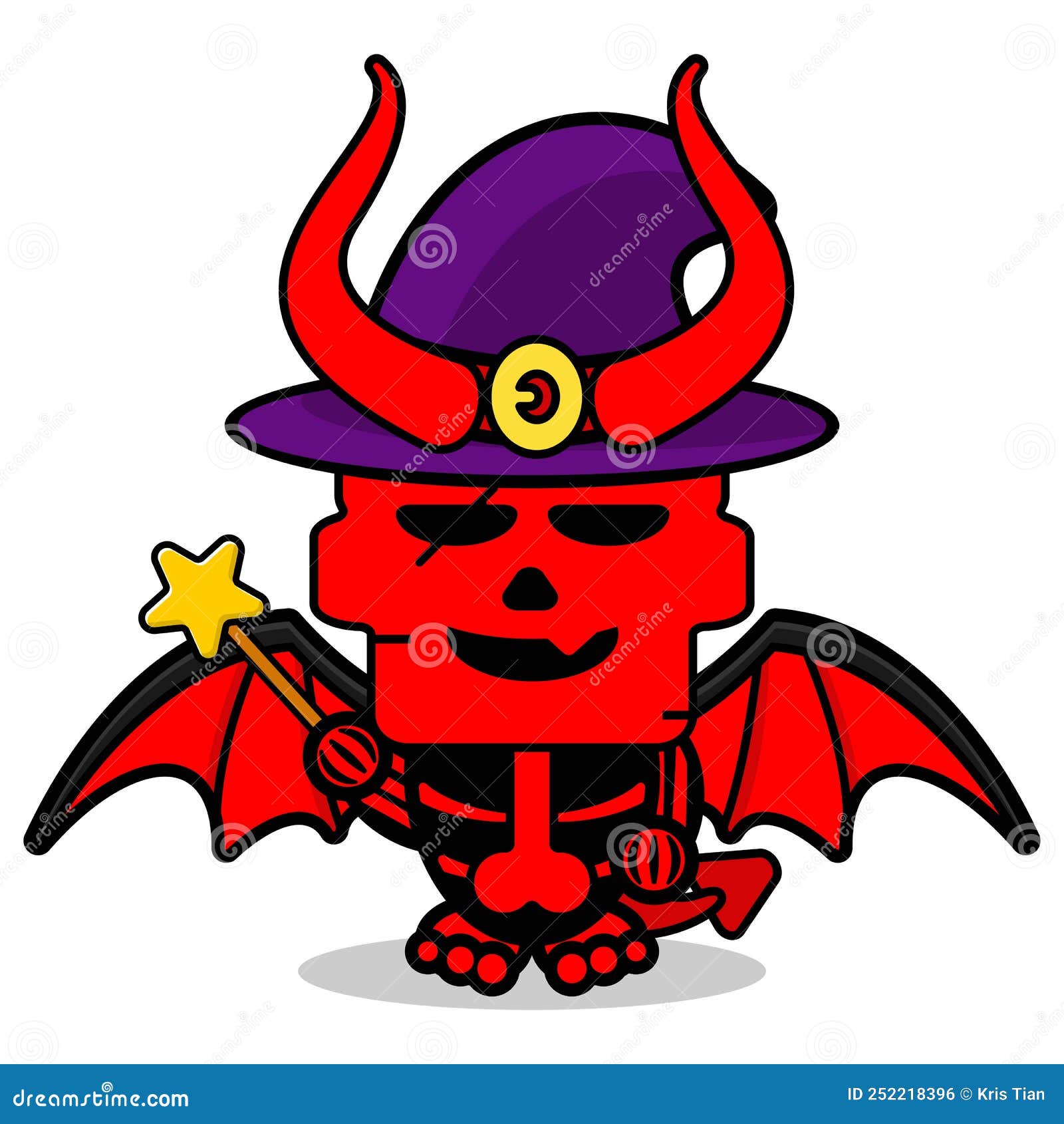 Witch Skull Red Devil Mascot Stock Vector - Illustration of evil ...