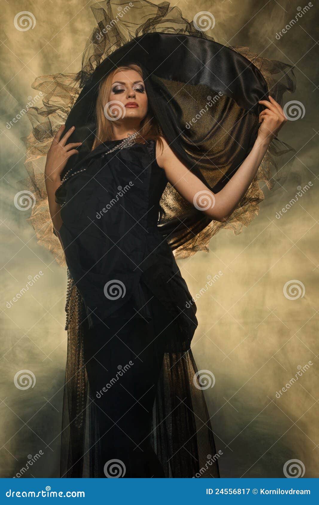 Witch in smoke stock image. Image of dark, bonnet, beautiful - 24556817