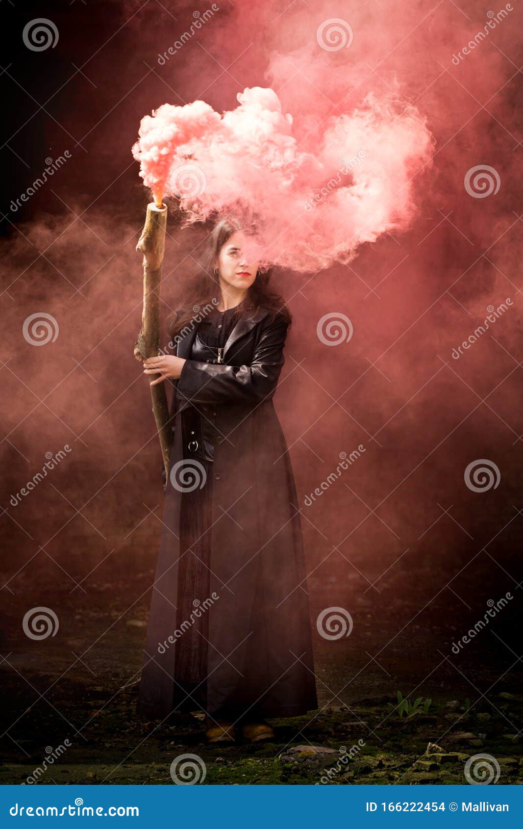 Witch in smoke stock photo. Image of contemplation, ignite - 166222454
