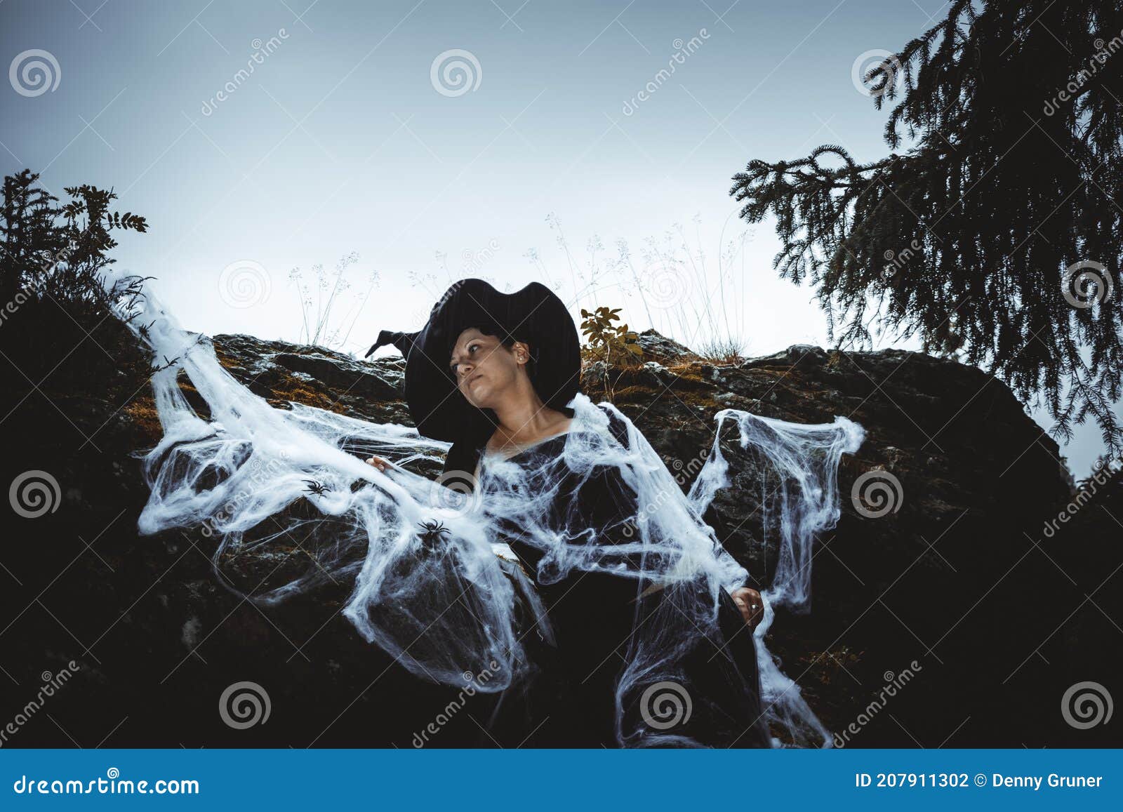 Witch with Spiders and Cobwebs Stock Photo - Image of witchcraft ...