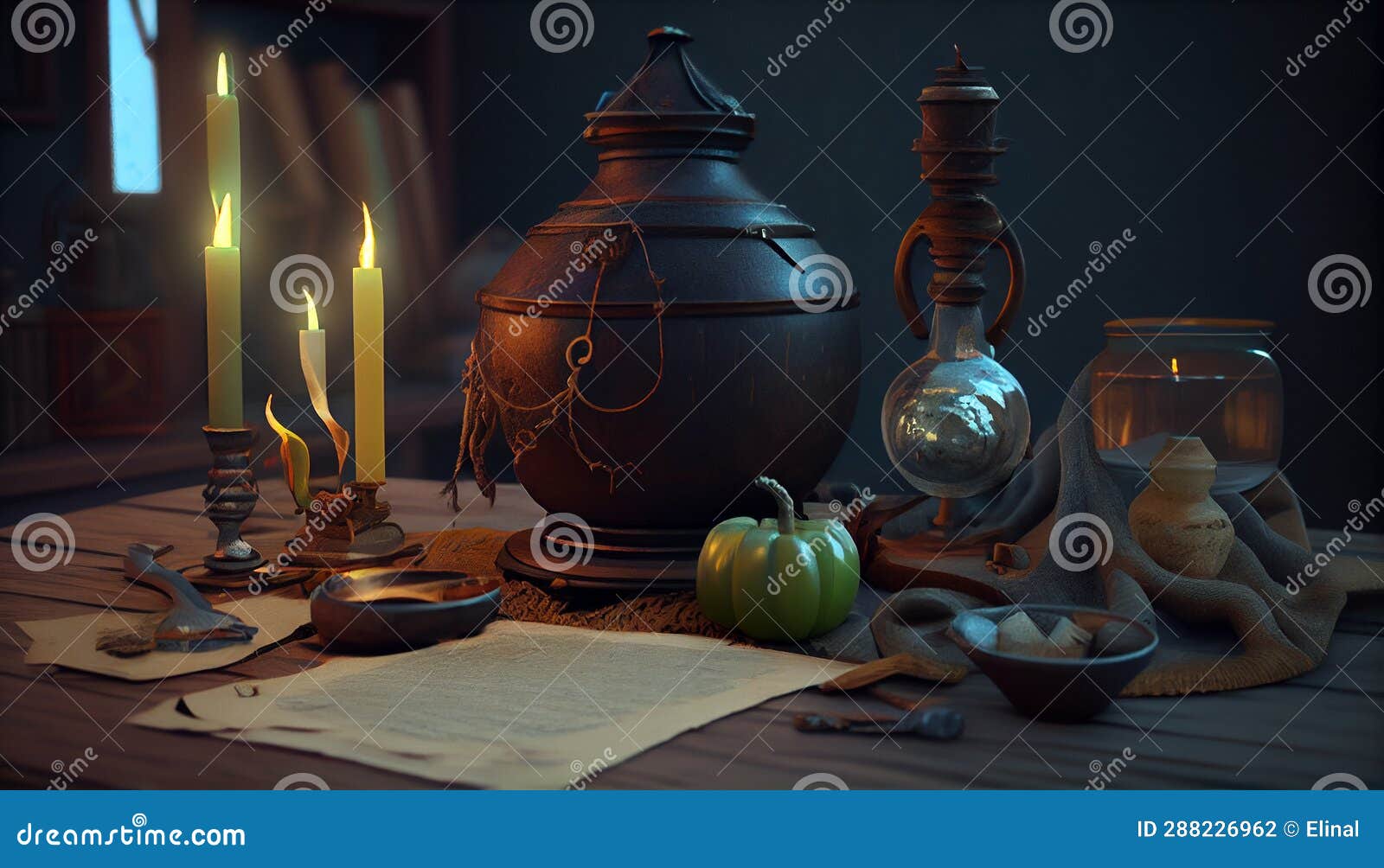 Witch Table, Witchcraft, Ritual Spells, Halloween. AI Generated Stock ...