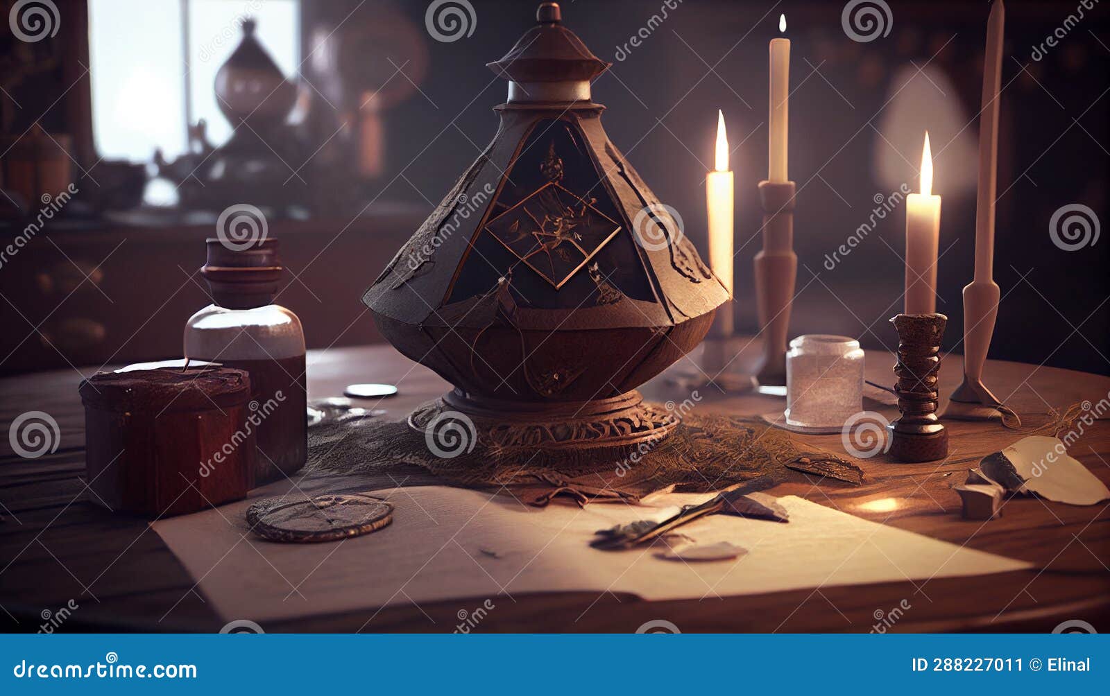 Witch Table, Witchcraft, Halloween. AI Generated. Stock Illustration ...