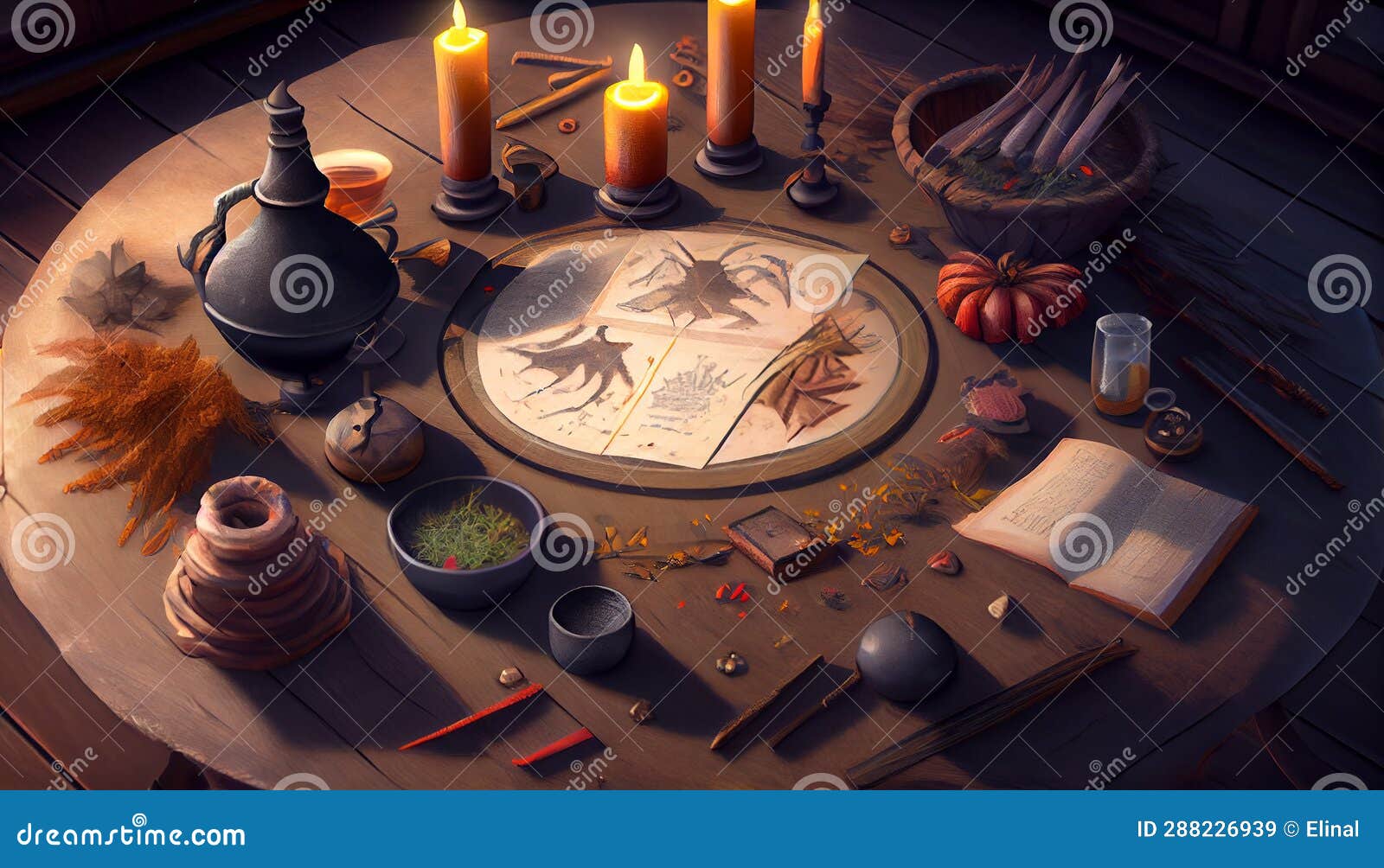 Witch Table, Witchcraft, Ritual Spells. AI Generated Stock Illustration ...