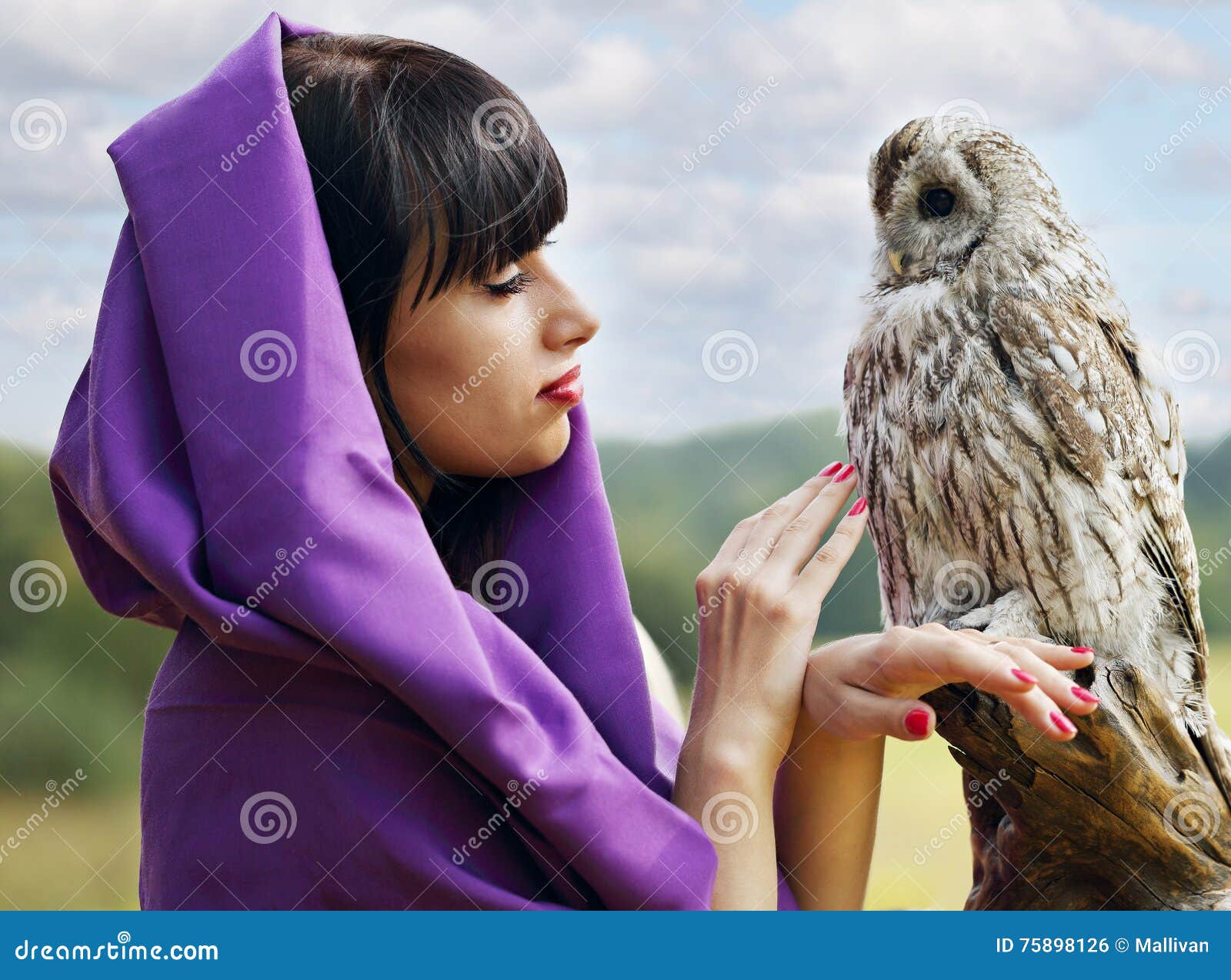 Witch talking with owl stock photo. Image of celebrate - 75898126