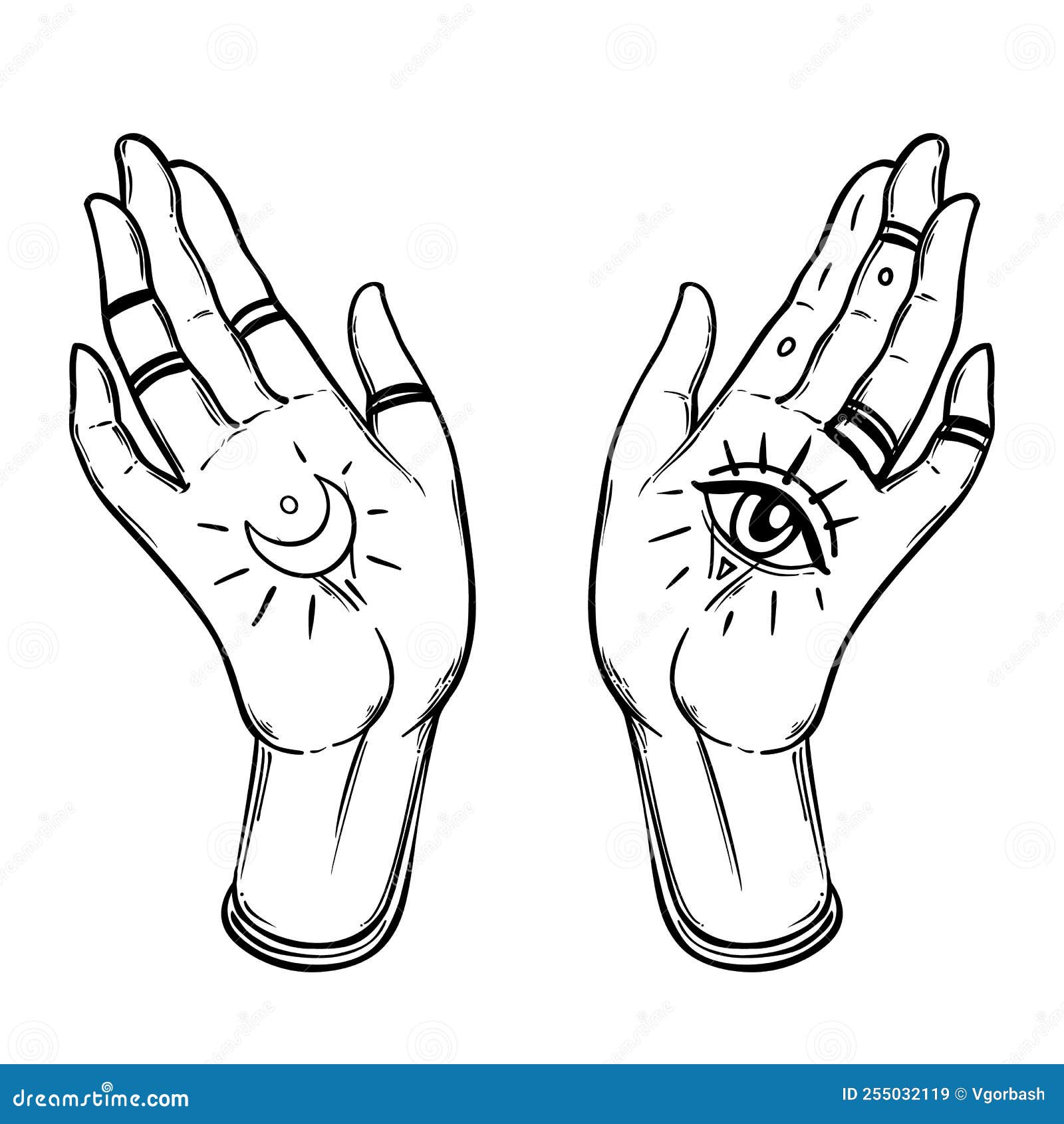 Witch Tattooed Hands With Magic Star Alchemy Spirituality Occultism