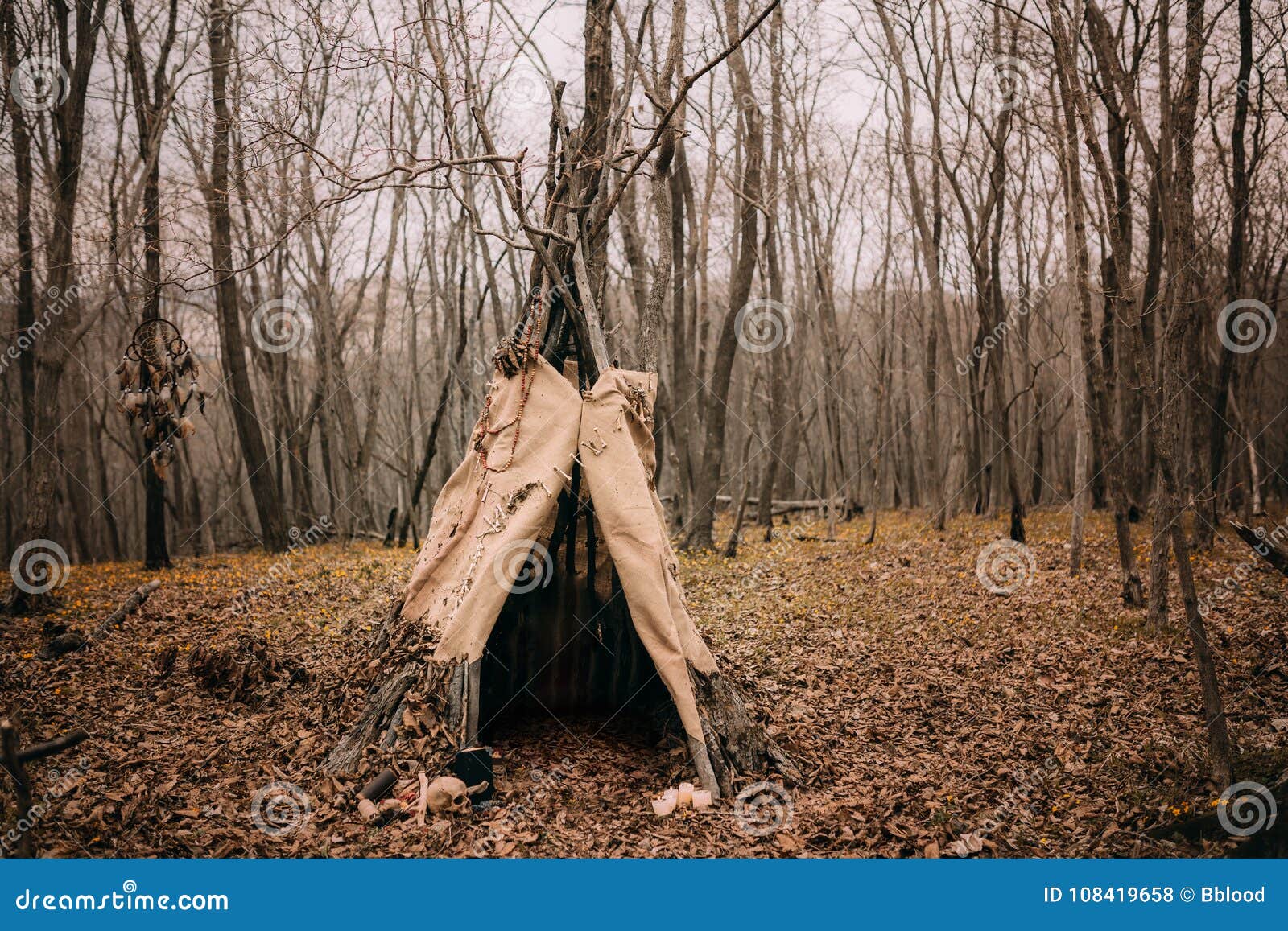 Witch Tent in a Autumn Forest Stock Photo - Image of backdrop, sinister ...