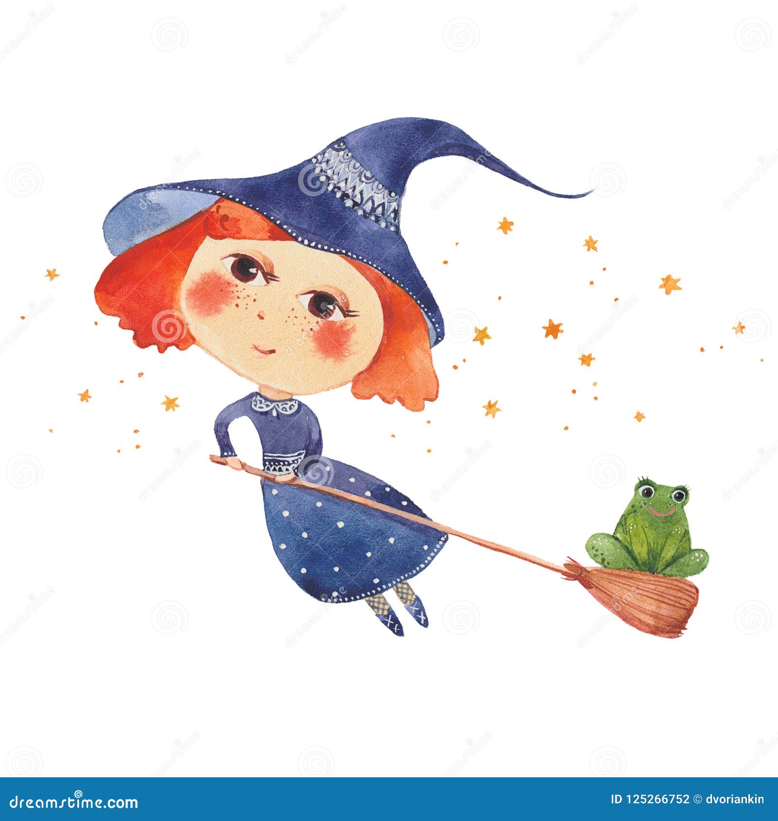 Witch And Her Toad Flying On A Broom Cartoon Vector | CartoonDealer.com ...