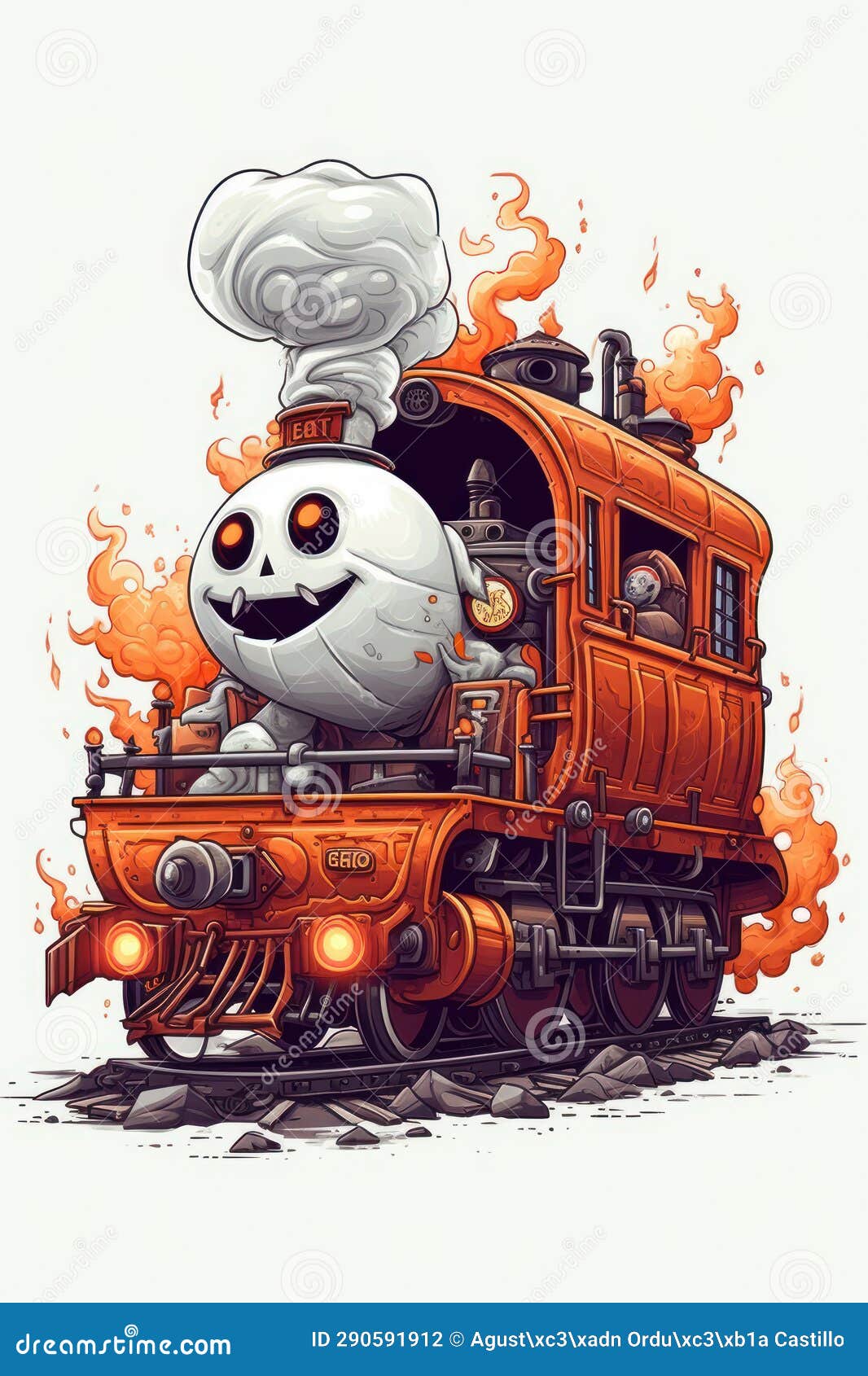 Witch Train Cartoon. Halloween Illustration. Stock Illustration ...