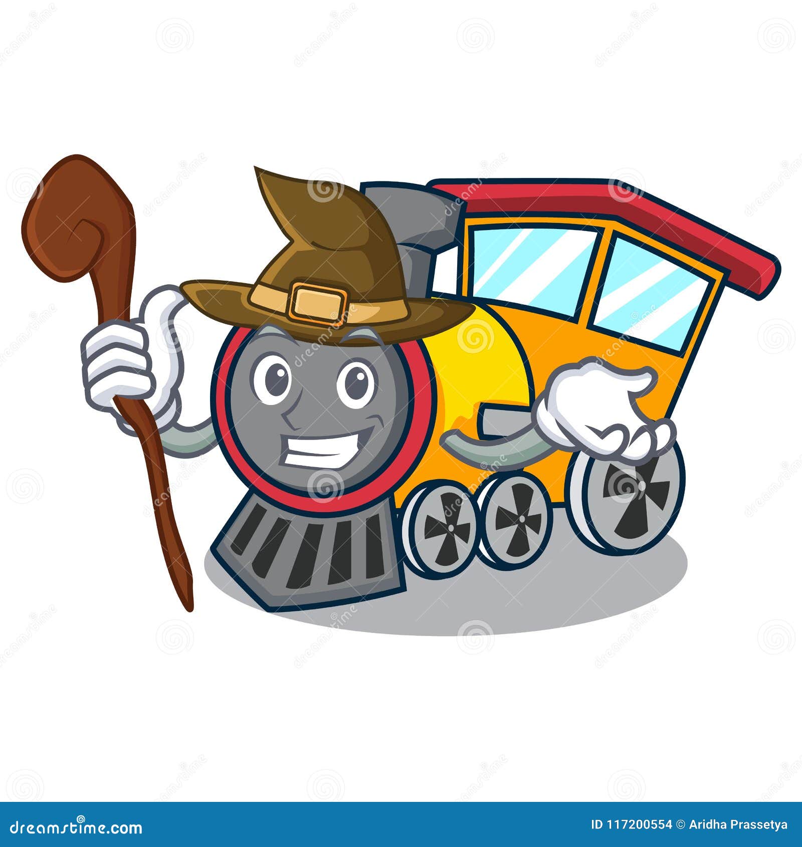 Witch Train Mascot Cartoon Style Stock Vector - Illustration of fairy ...