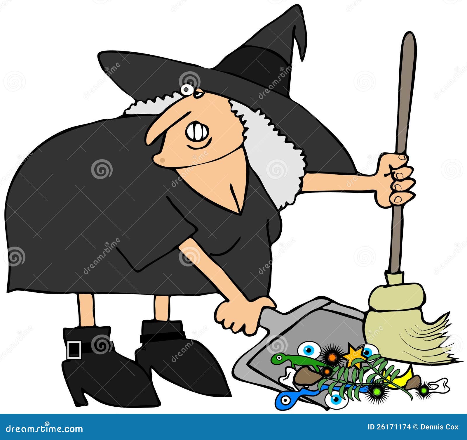 Witch Using A Broom And Dustpan Stock Images - Image: 26171174