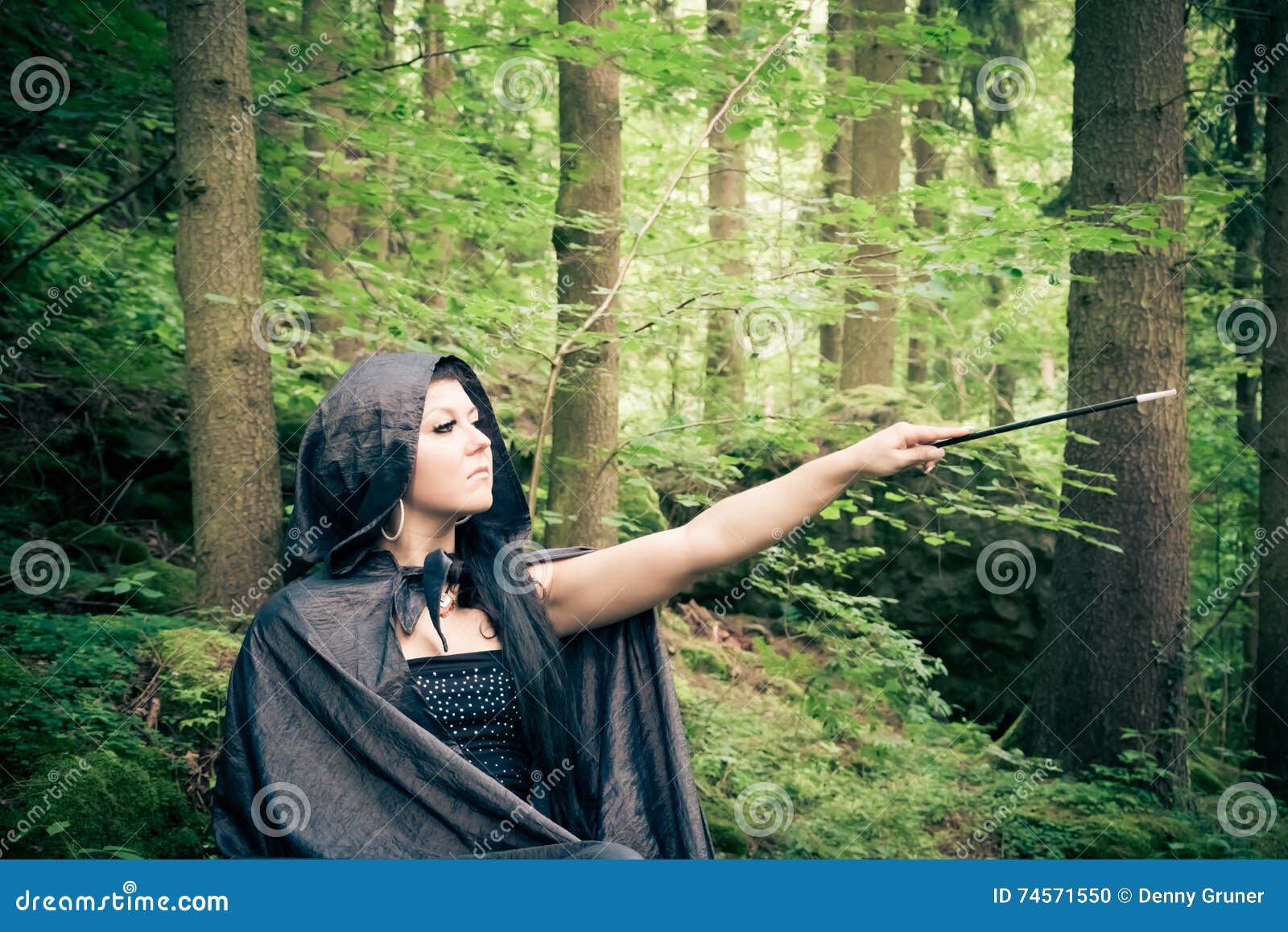 Witch with wand stock photo. Image of young, charms, space - 74571550