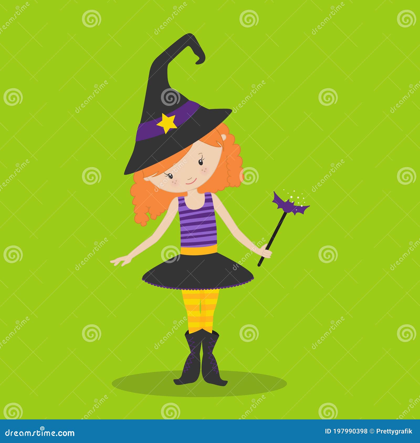 Witch with wand 02 stock vector. Illustration of vector - 197990398