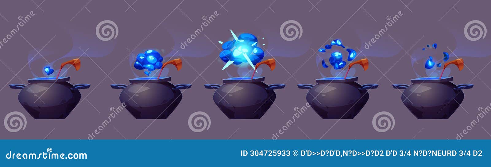 Witch or Wizard Cauldron Explosion and Smoke Sequence. Animation Sprite ...