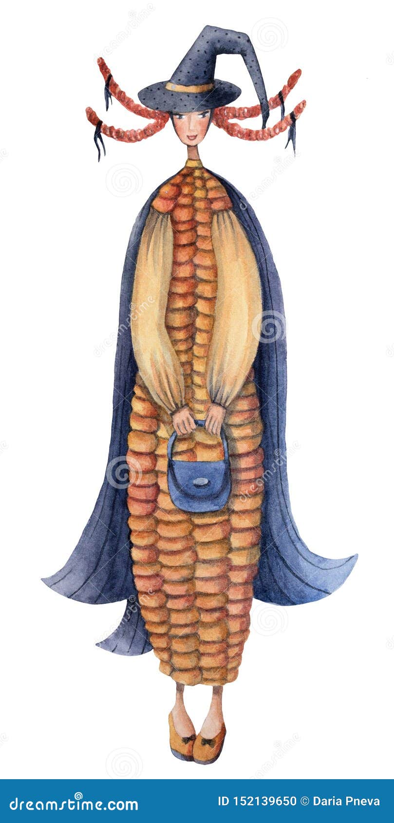 Witch of Yellow Corn. stock illustration. Illustration of lady - 152139650