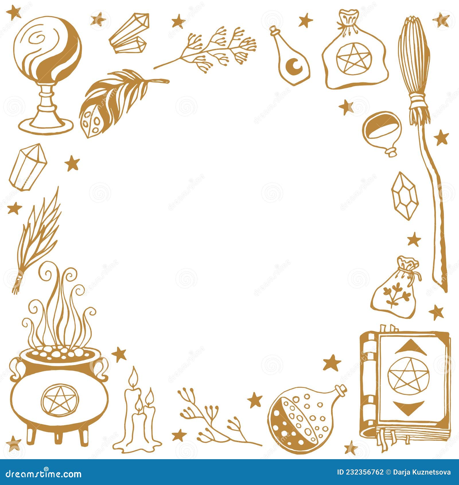 Witchcraft, Magic Background for Witches and Wizards. Hand Drawn Magic ...