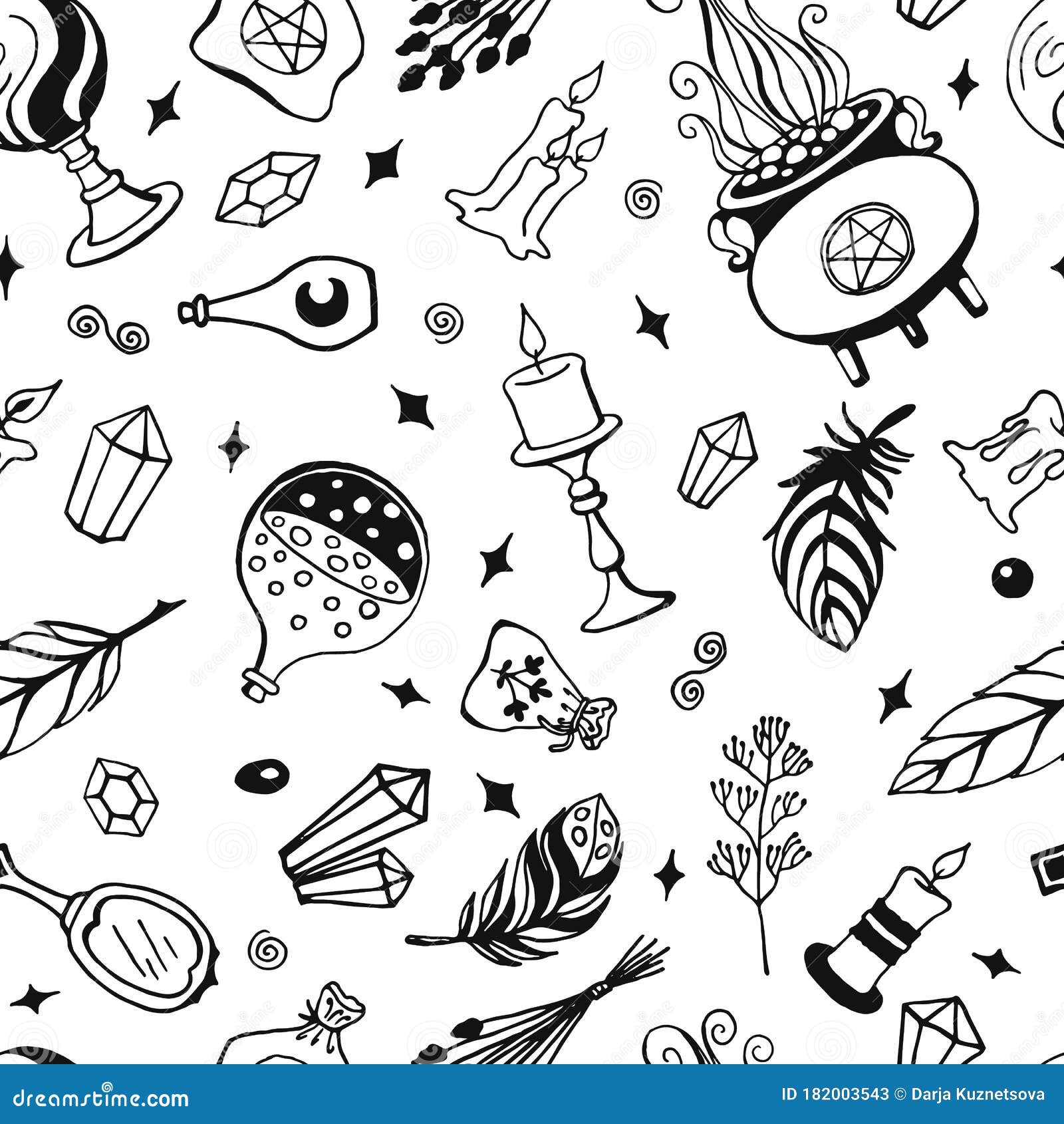 Witchcraft, Magic Background for Witches and Wizards. Vector Seamless ...