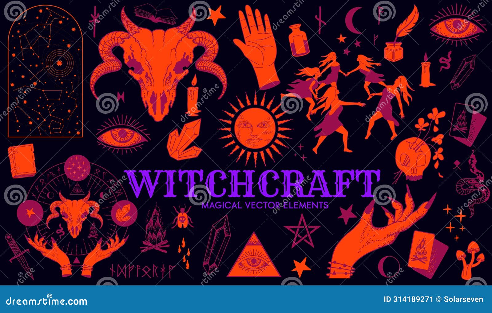 Witchcraft and Spells Vector Elements Stock Vector - Illustration of ...