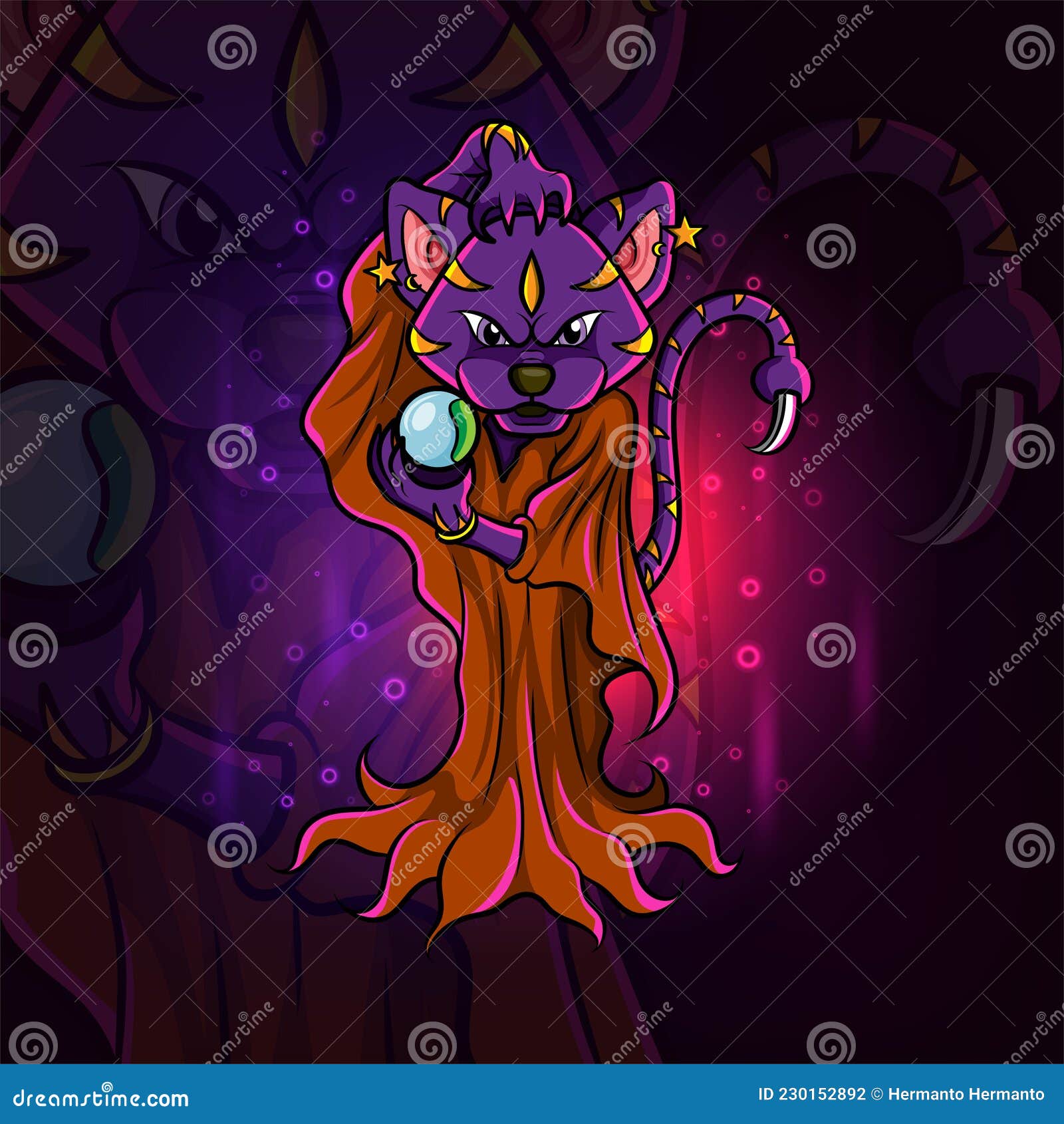 The Witcher Cat Esport Logo Design Vector Illustration | CartoonDealer ...