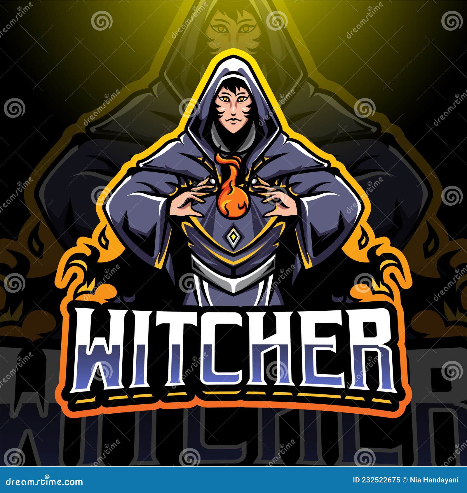 Witcher Esport Mascot Logo Design Stock Vector - Illustration of mascot ...